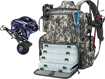 Amazon.com : Piscifun Fishing Tackle Backpack with 4 Trays Bundle with ...