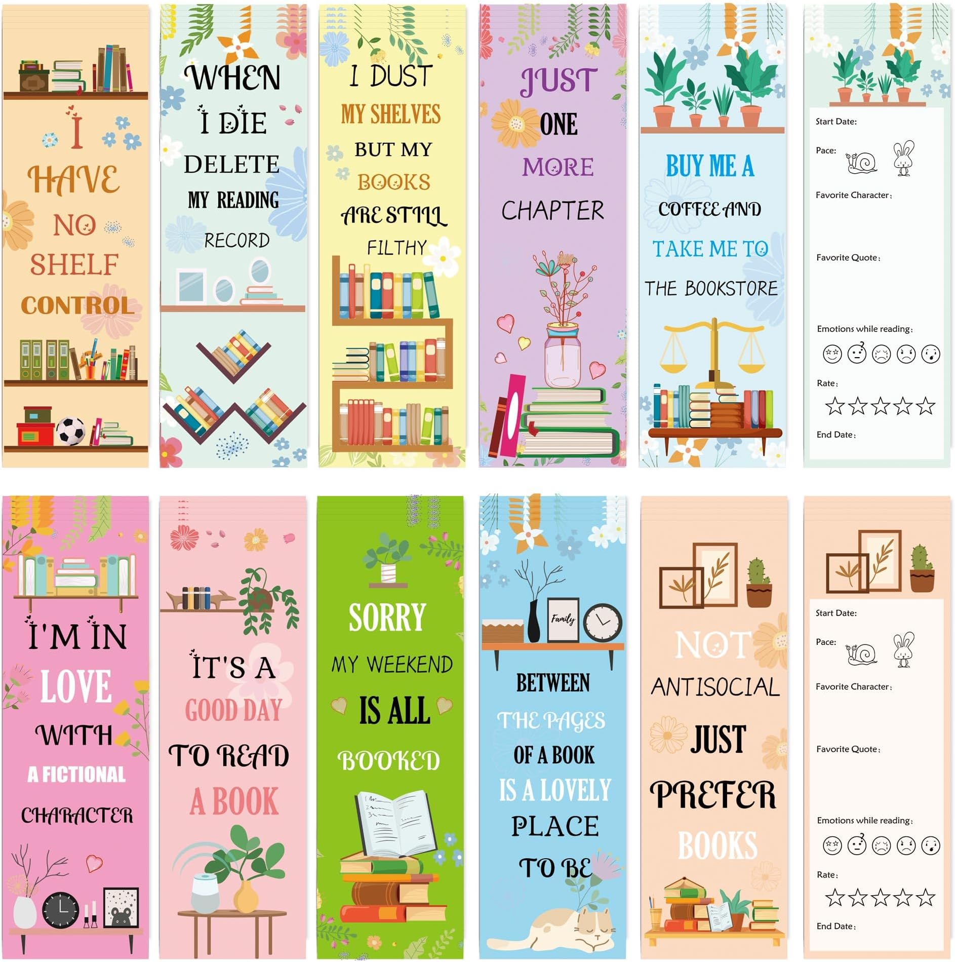 Amazon.com: 100pcs Bookmarks for Book Lovers 2.4x7.2 Inch-Reading Log ...