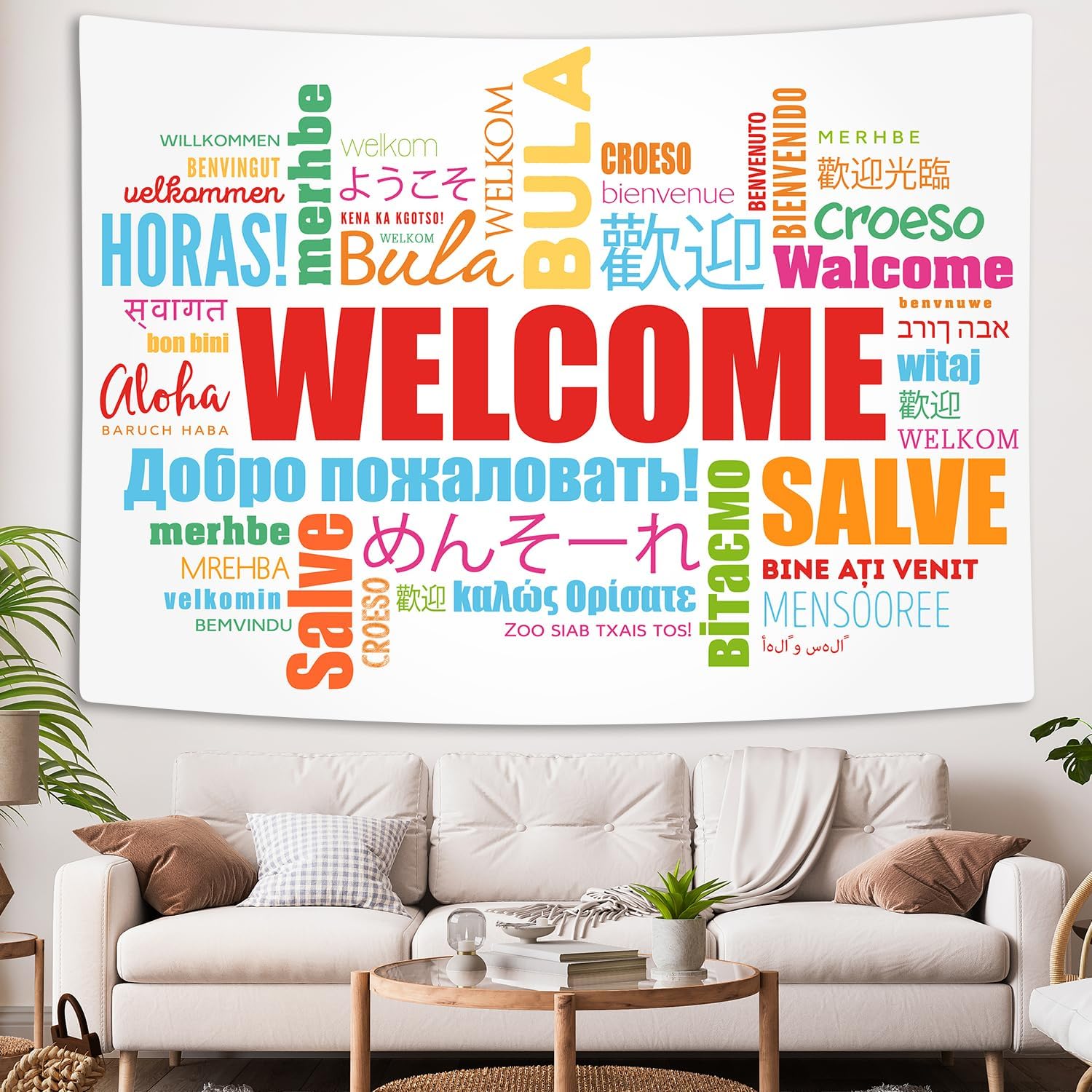 Welcome Tapestry Welcome Words in Different Languages Tapestry Wall ...