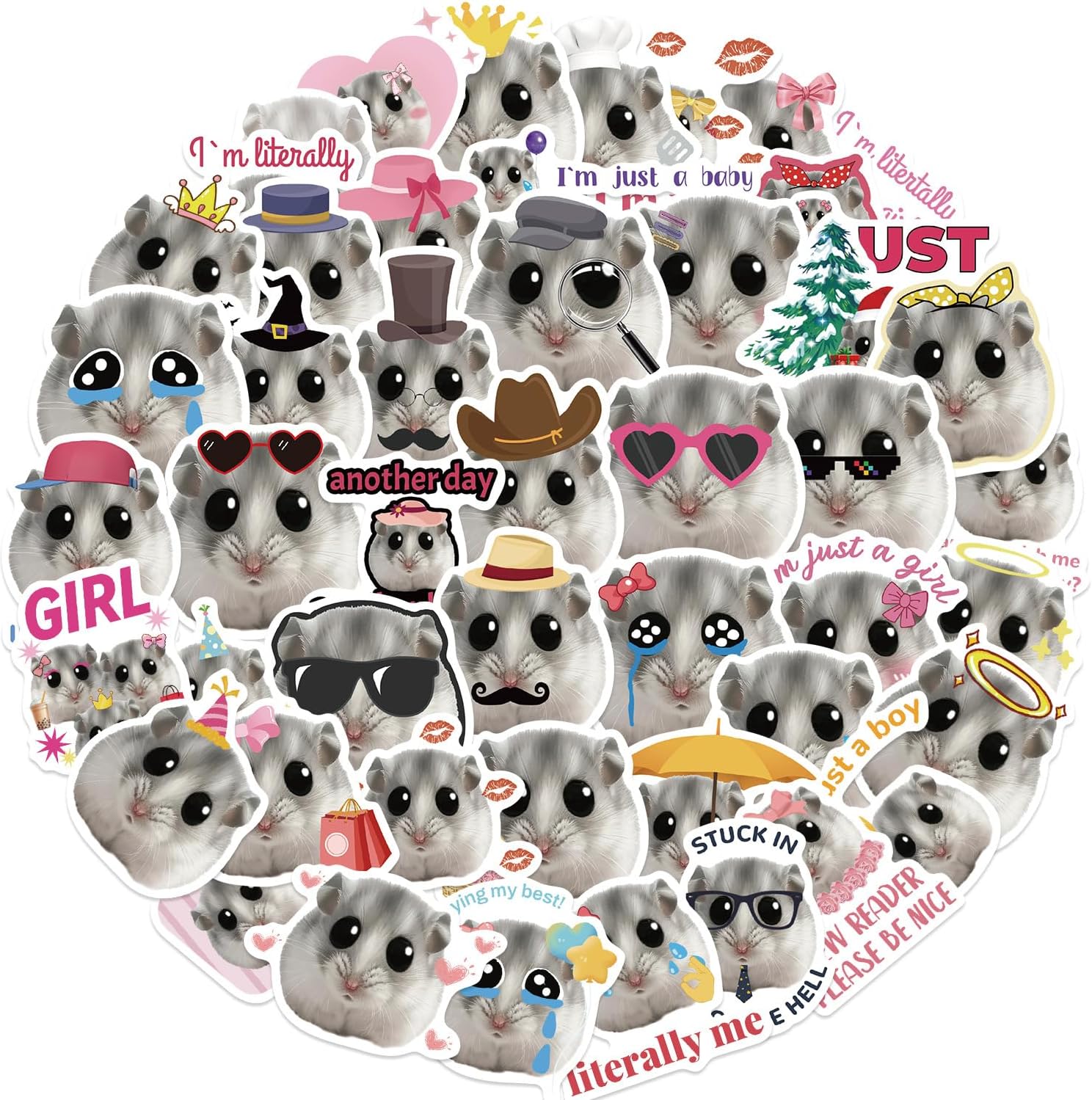 Amazon.com: 50Pcs Hamster Sad Meme Stickers, I'm Just a Girl Stickers Gifts for Women,Girls ...