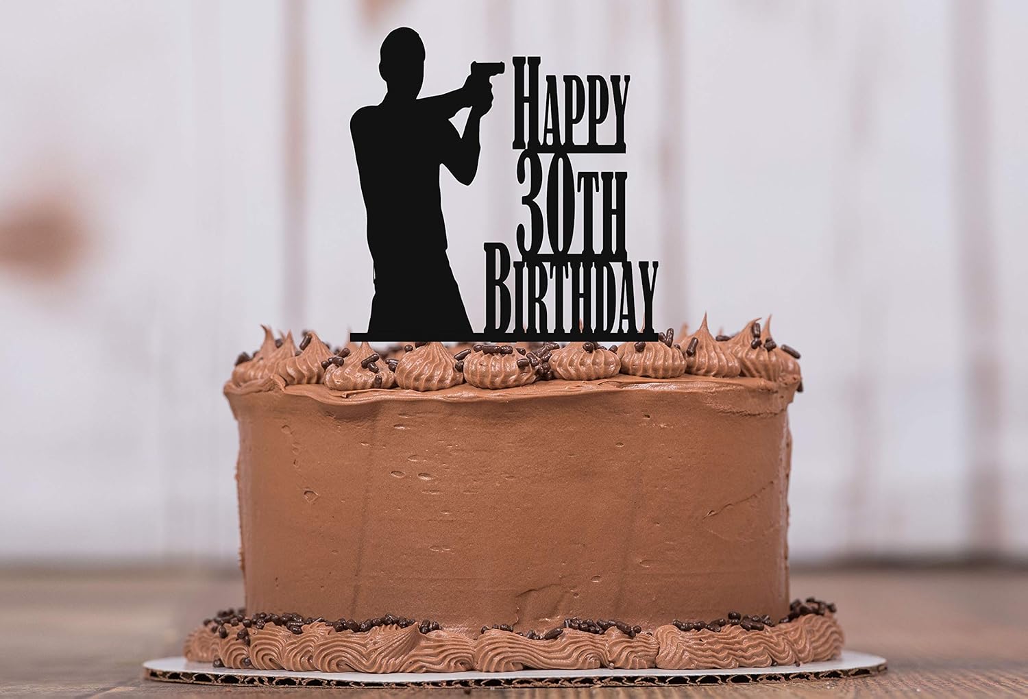 Amazon.com: Gun Birthday Cake Topper with Keepsake base, Any Age, Man ...