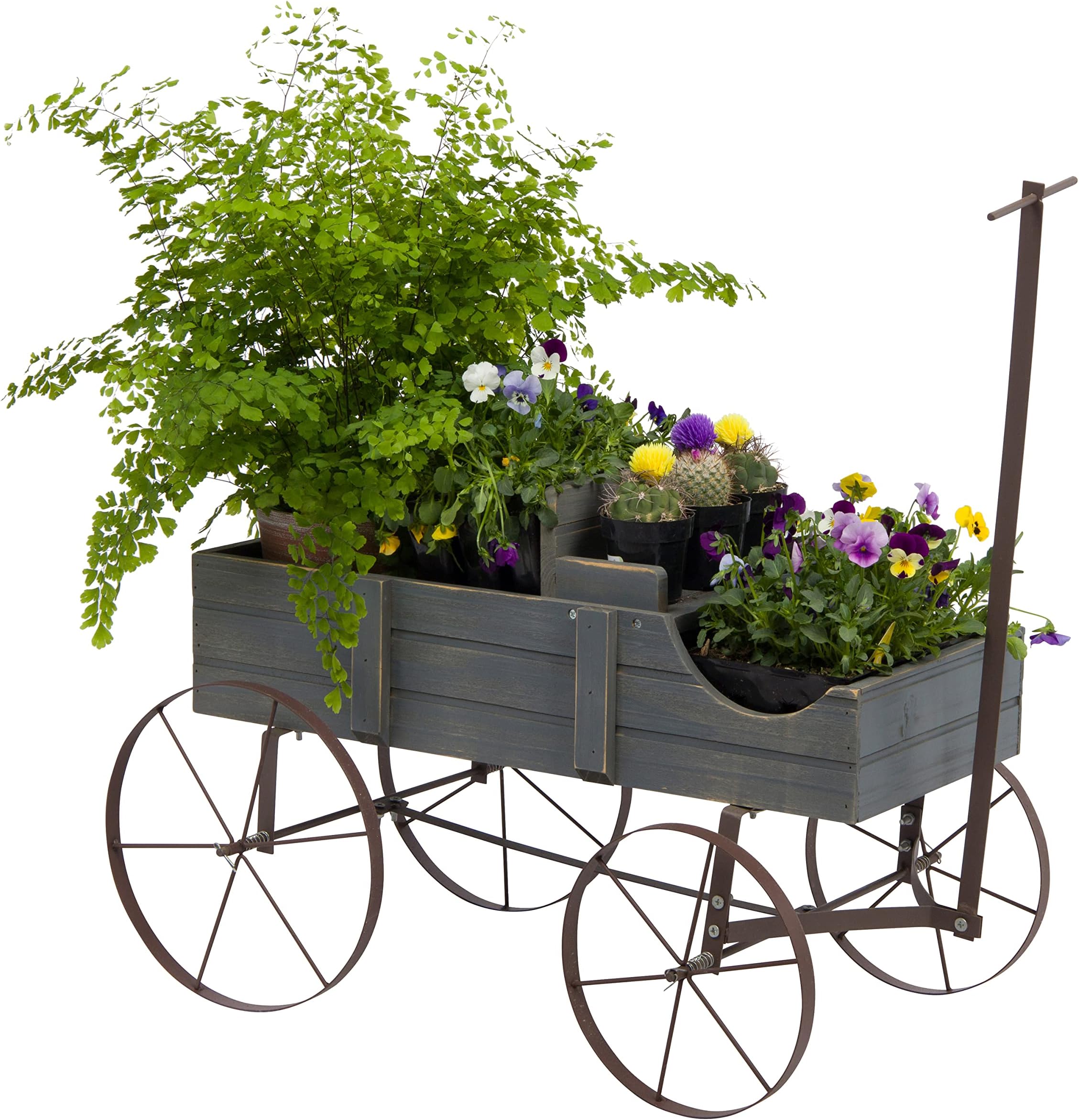 Amazon.com : GANAZONO 1pc Wooden Flower Pot Decorative Cart Planter ...