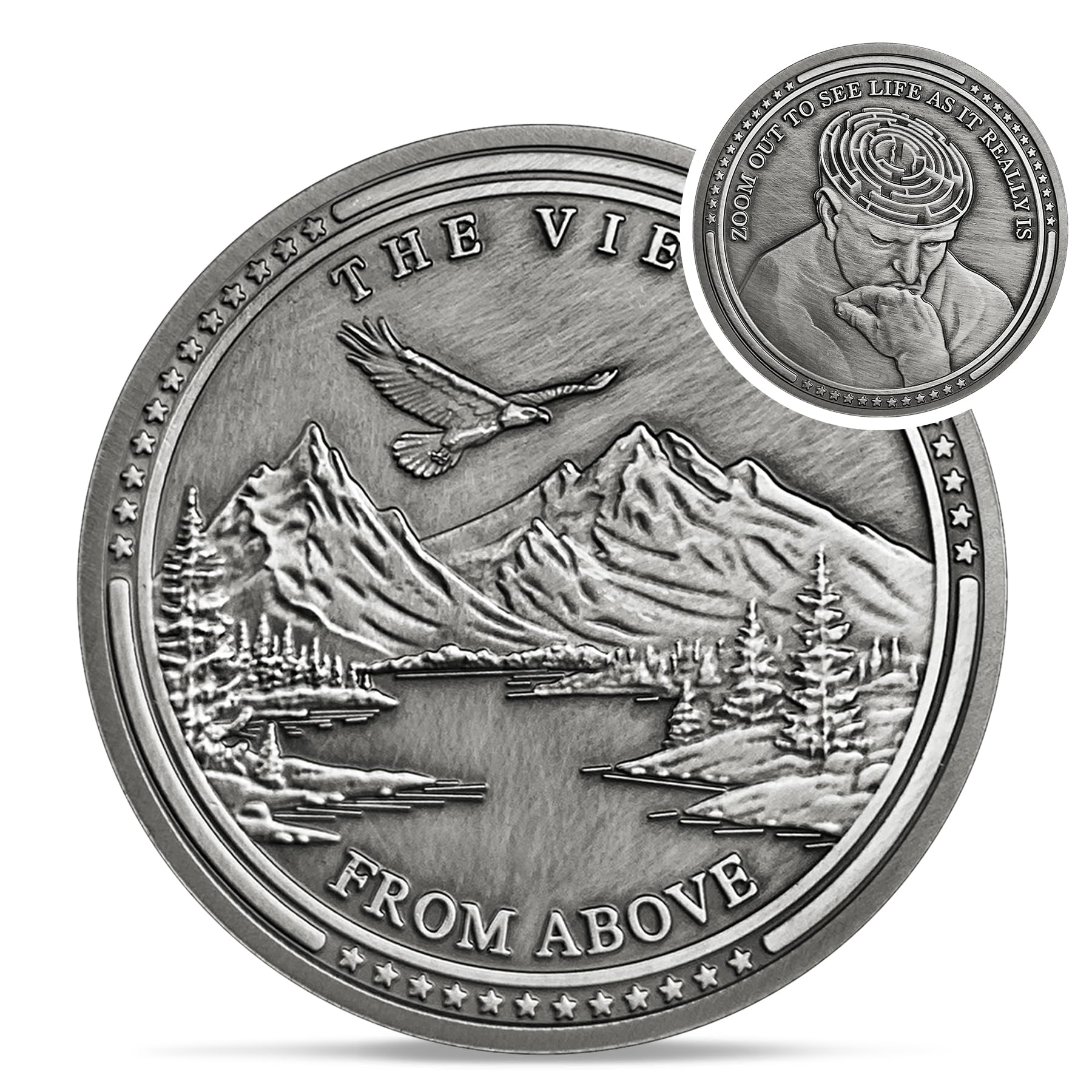 Amazon.com : The View from Above Challenge Coin - Silver EDC Labyrinth ...