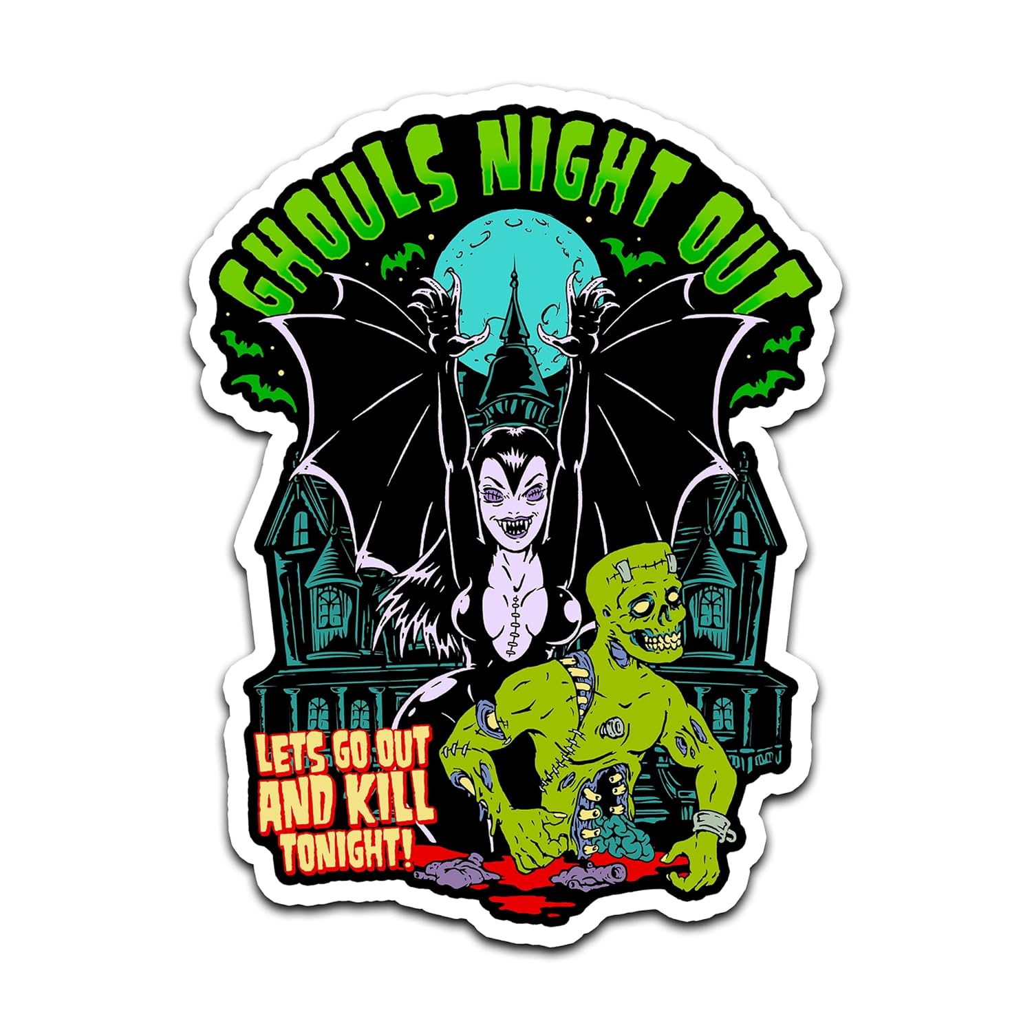Amazon.com: 4" Funny Ghouls Night Out Sticker Vampire Goth Girl Sexy ...