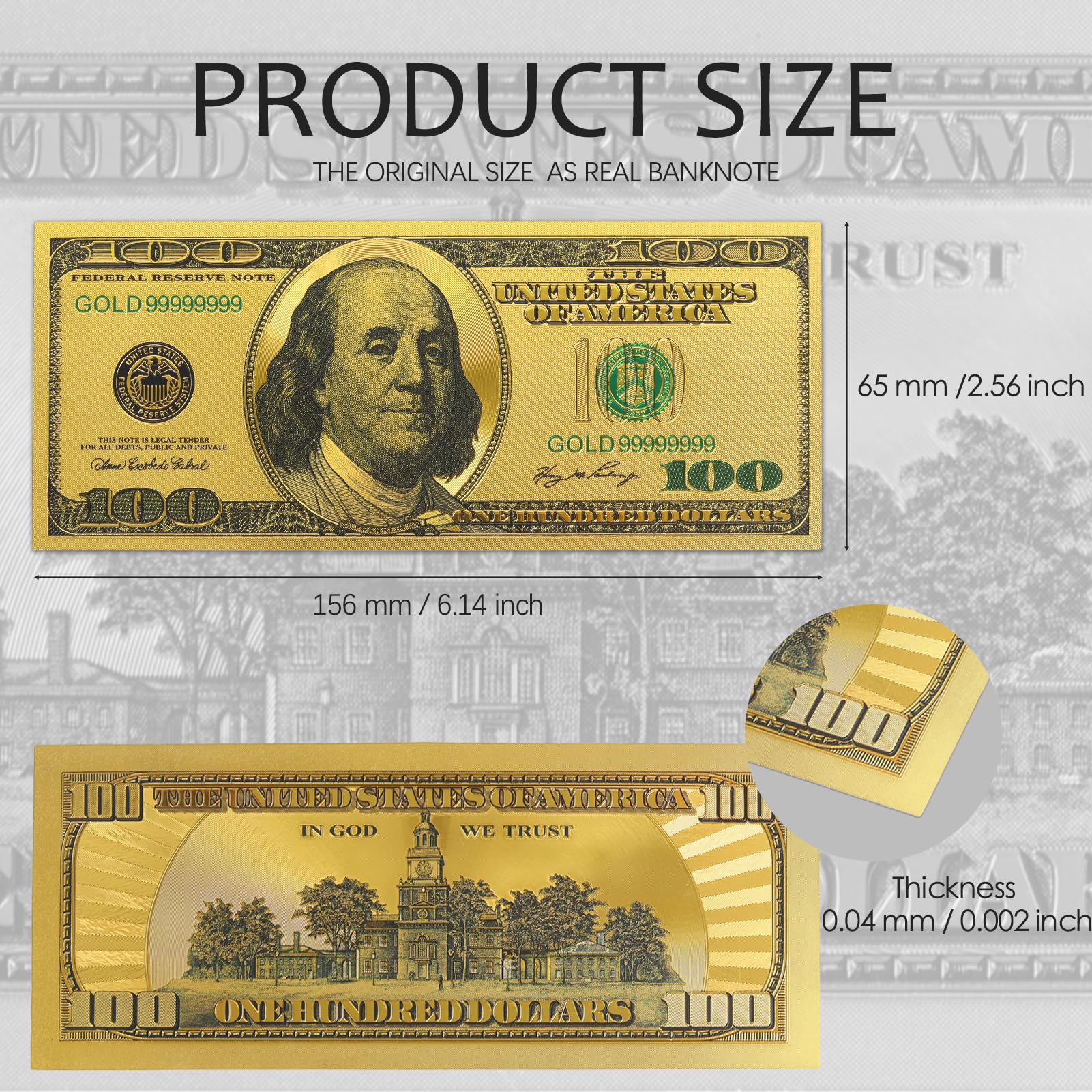 Snapklik.com : Gold Dollar Bill - 100 Collectible Banknotes For ...