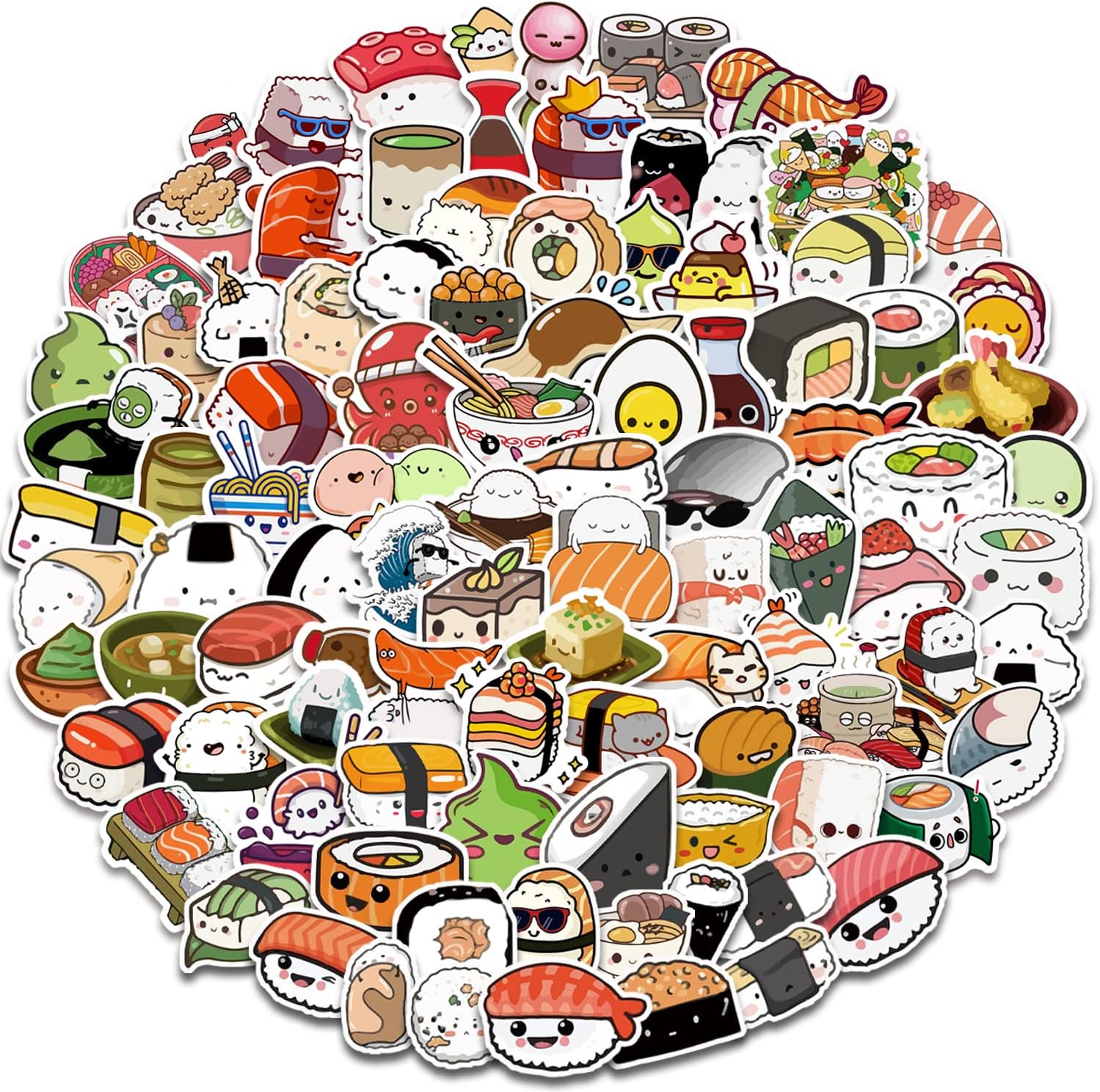 Amazon.com: Sushi Roll Rice Stickers| 100 Pcs | Vinyl Waterproof ...