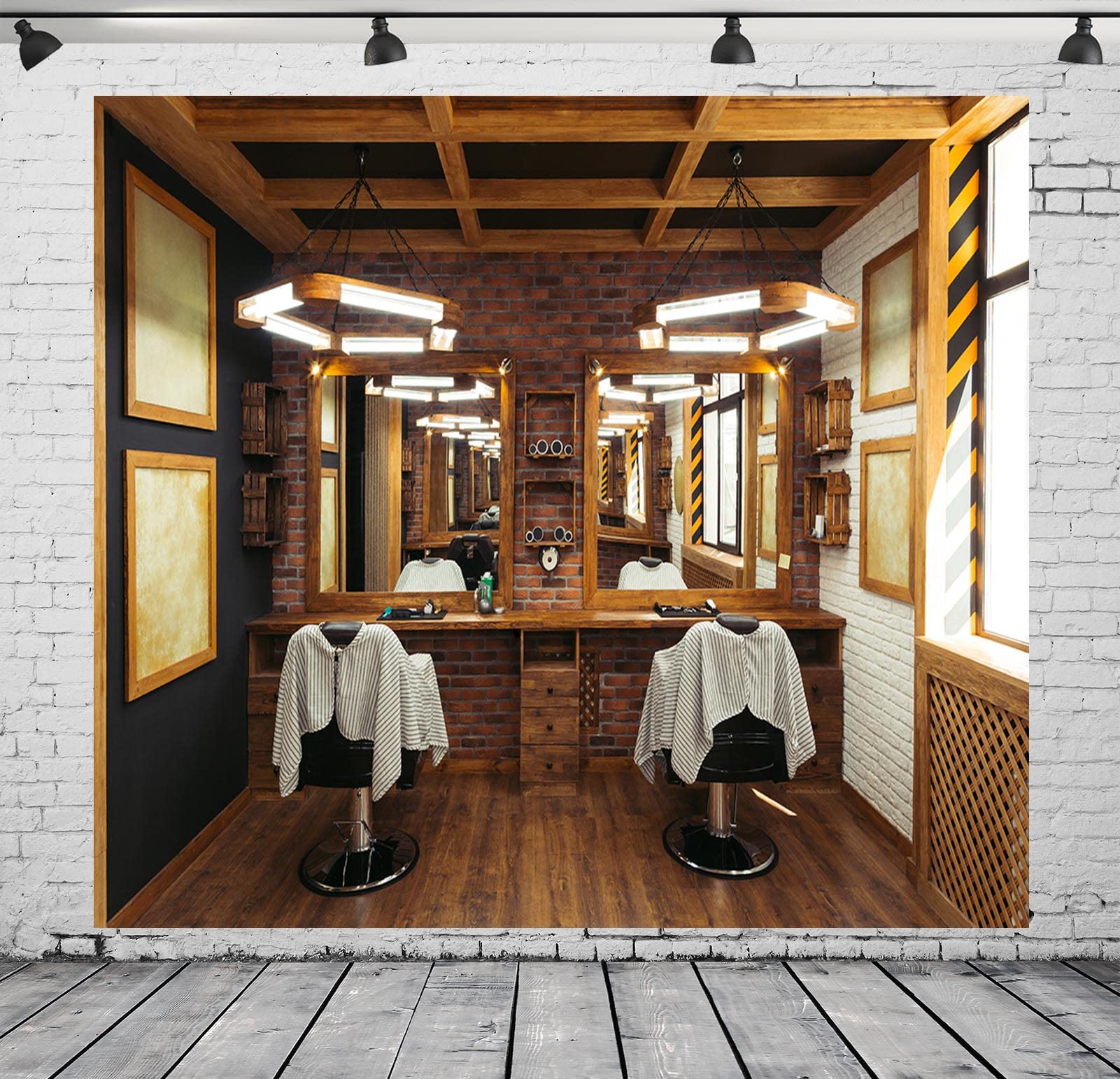 Snapklik.com : Fabric 6x6ft Vintage Barber Shop Backdrop Beauty ...