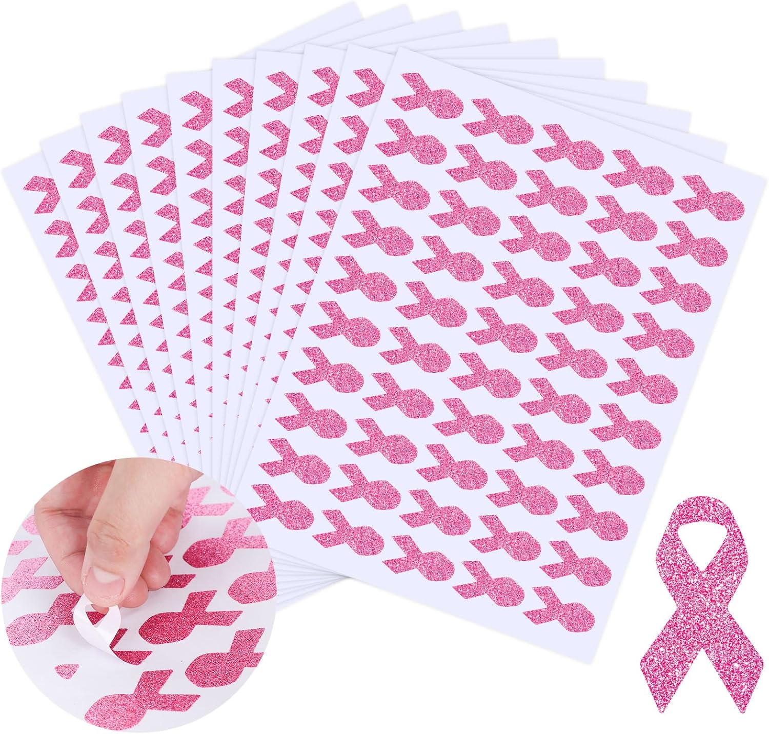 Amazon.com: Whaline 500Pcs Breast Cancer Awareness Stickers Glitter ...