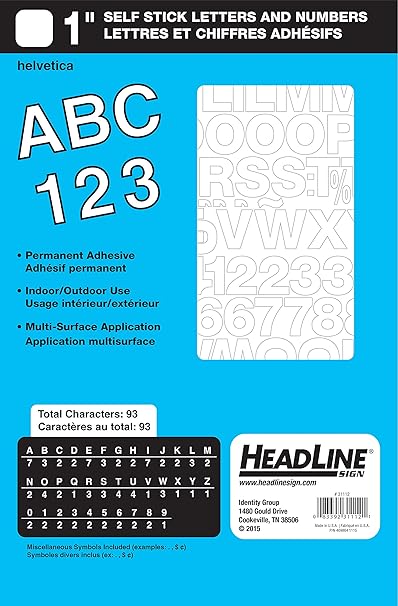 Amazon.com : Headline Sign 31112 Stick-On Vinyl Letters and Numbers ...