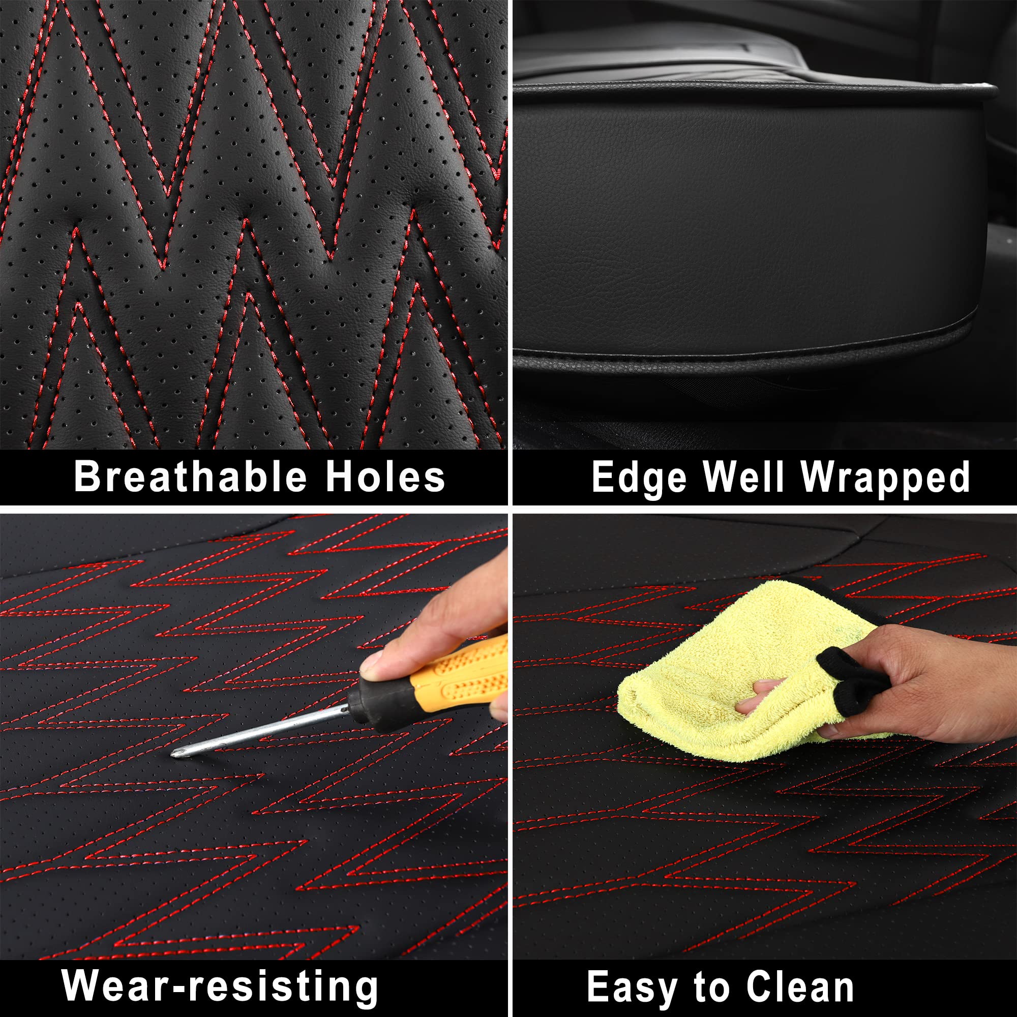 Huidasource Rear Split Bench Car Seat Covers, Waterproof Leather Back ...