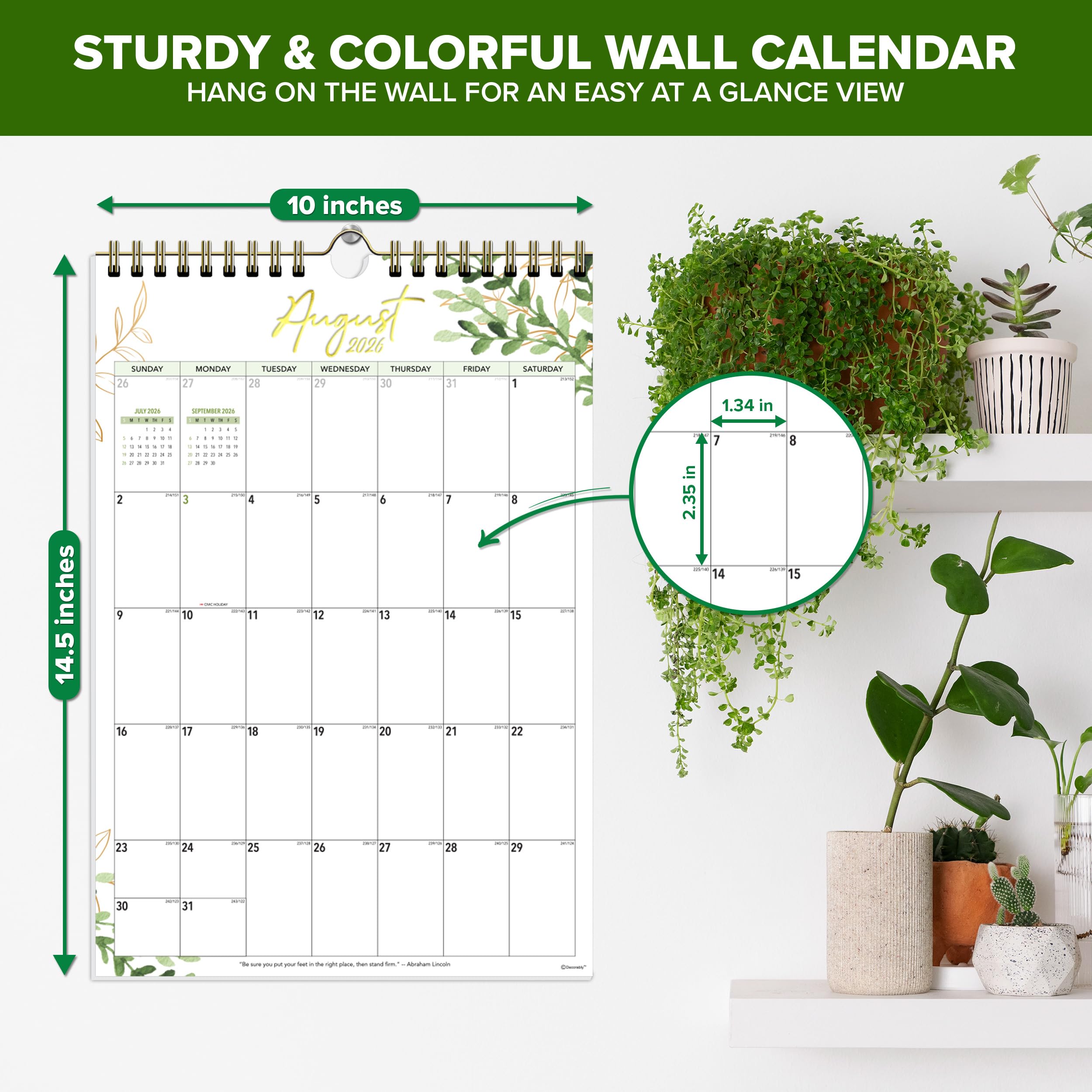 Snapklik.com : Decorably 18 Months Gold Foil Greenery Academic Hanging ...