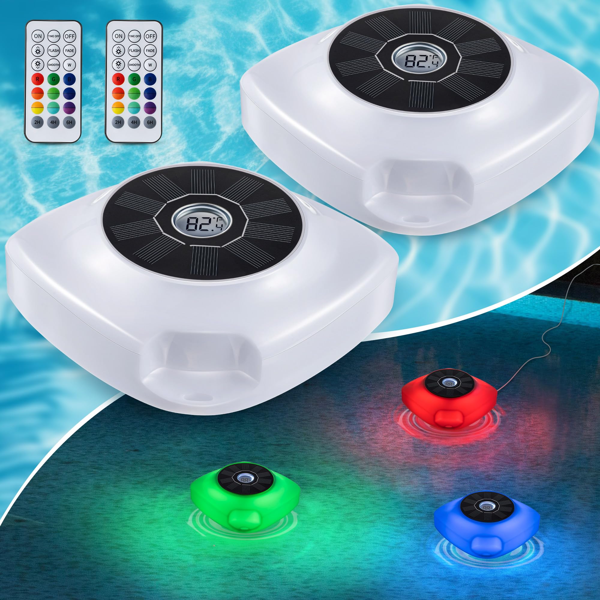 Snapklik.com : Enhon 2 Pcs Solar Digital Pool Thermometer