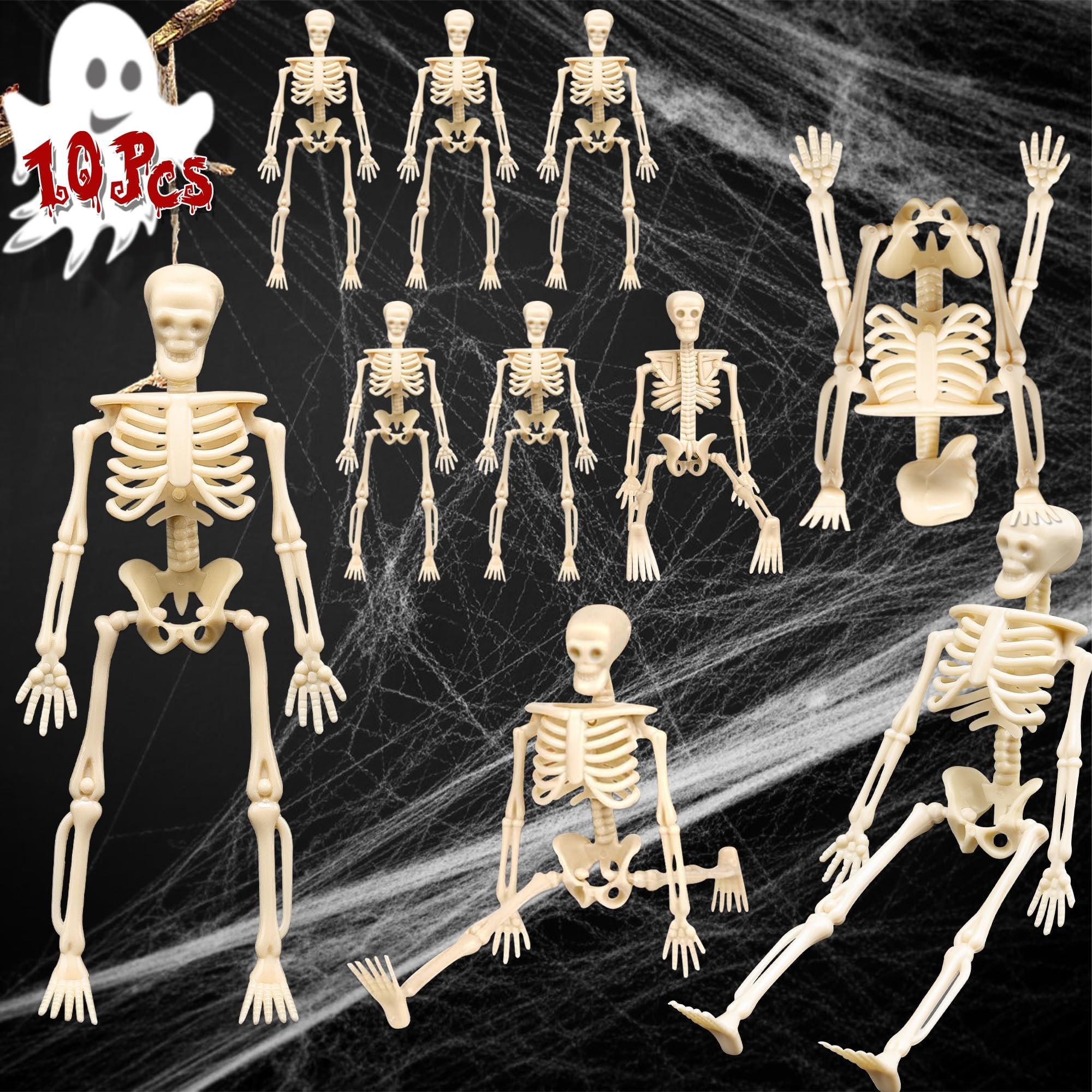 Amazon.com: 16 PCS Mini Skeleton Figurines, 6 Inch Small Halloween ...