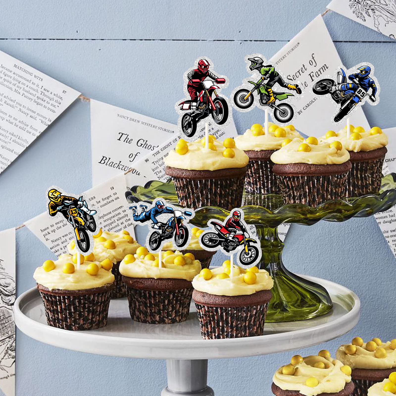 Dirt Bike Cupcake Toppers Motorbike Racing Red And Black Cupcakes