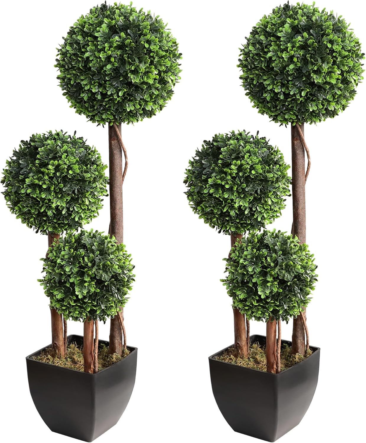 Amazon.com - 35inch Artificial Topiary Ball Tree, 2pack Faux Boxwood ...
