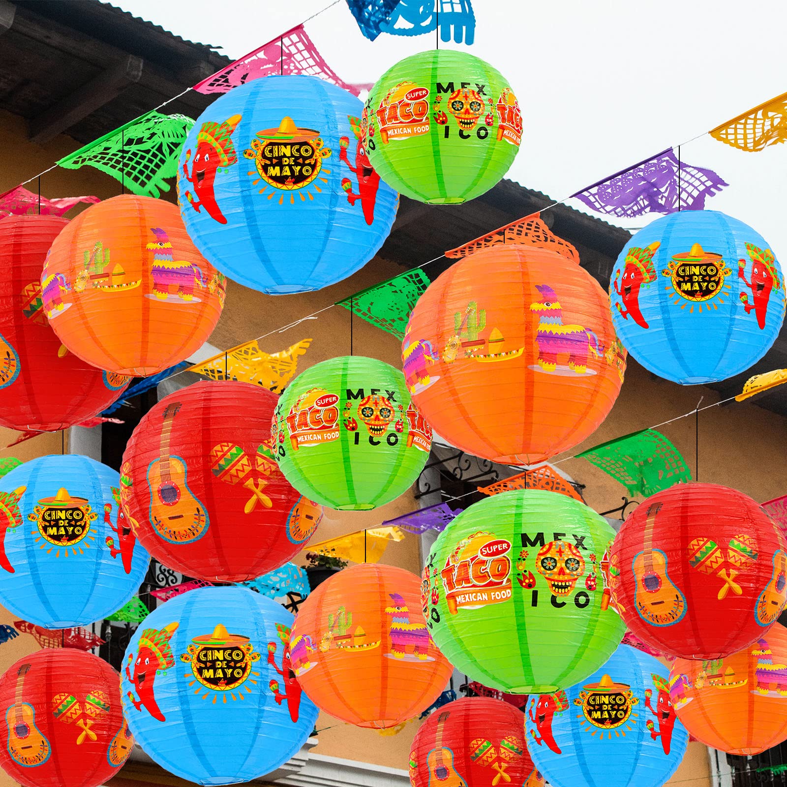 Snapklik.com : 24 Pcs Mexicano Paper Lanterns Mexicano Party ...
