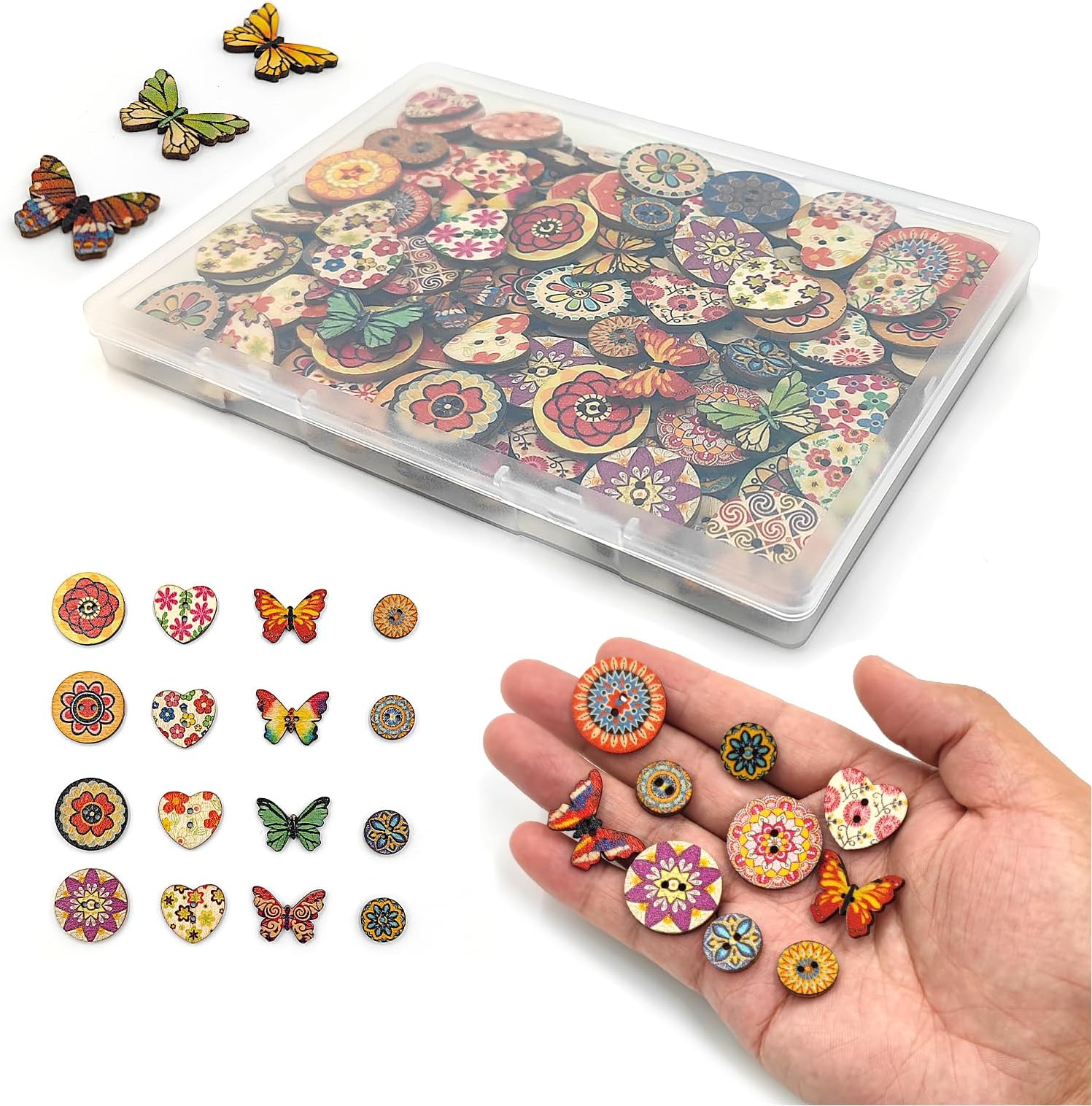 Amazon.com: Assorted Buttons for Crafts-Wooden Buttons for Sewing ...