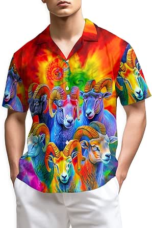 Amazon.com: NETHOUSE Vintage Goat Hawaiian Shirt for Men, Goat Lover ...