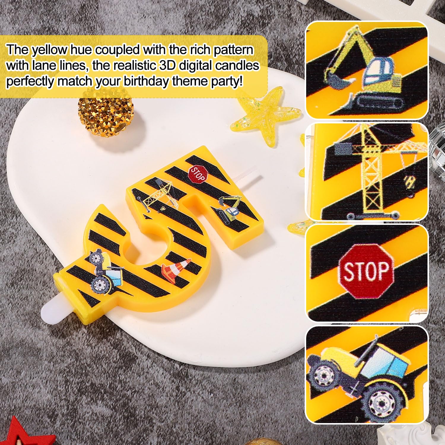 Snapklik.com : Construction Birthday Candle, Happy Birthday Candles ...
