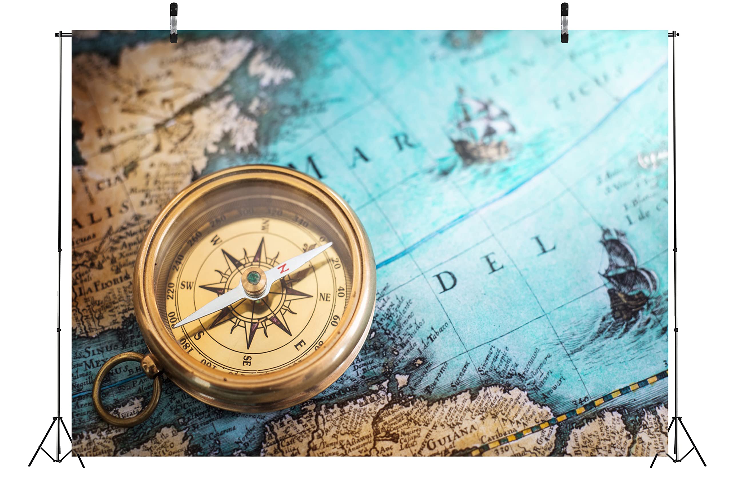 Vintage World Map With Compass
