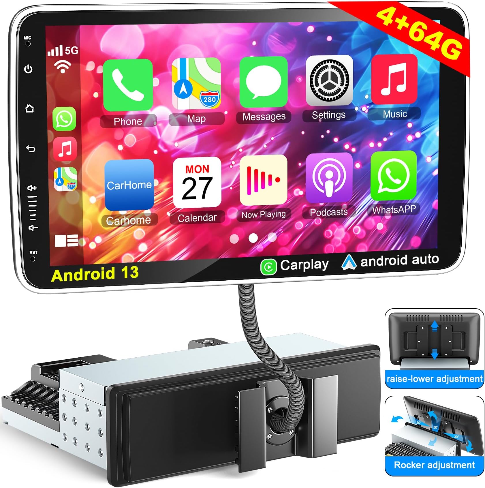 Amazon.com: Android 13 Single Din Car Stereo 10.1 Inch Rotatable Touch ...