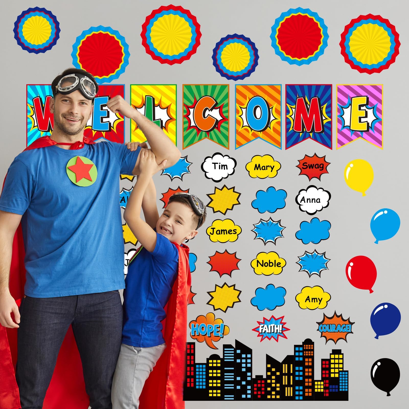 Snapklik.com : 61 Pieces Simply Hero Welcome Classroom Bulletin Board ...