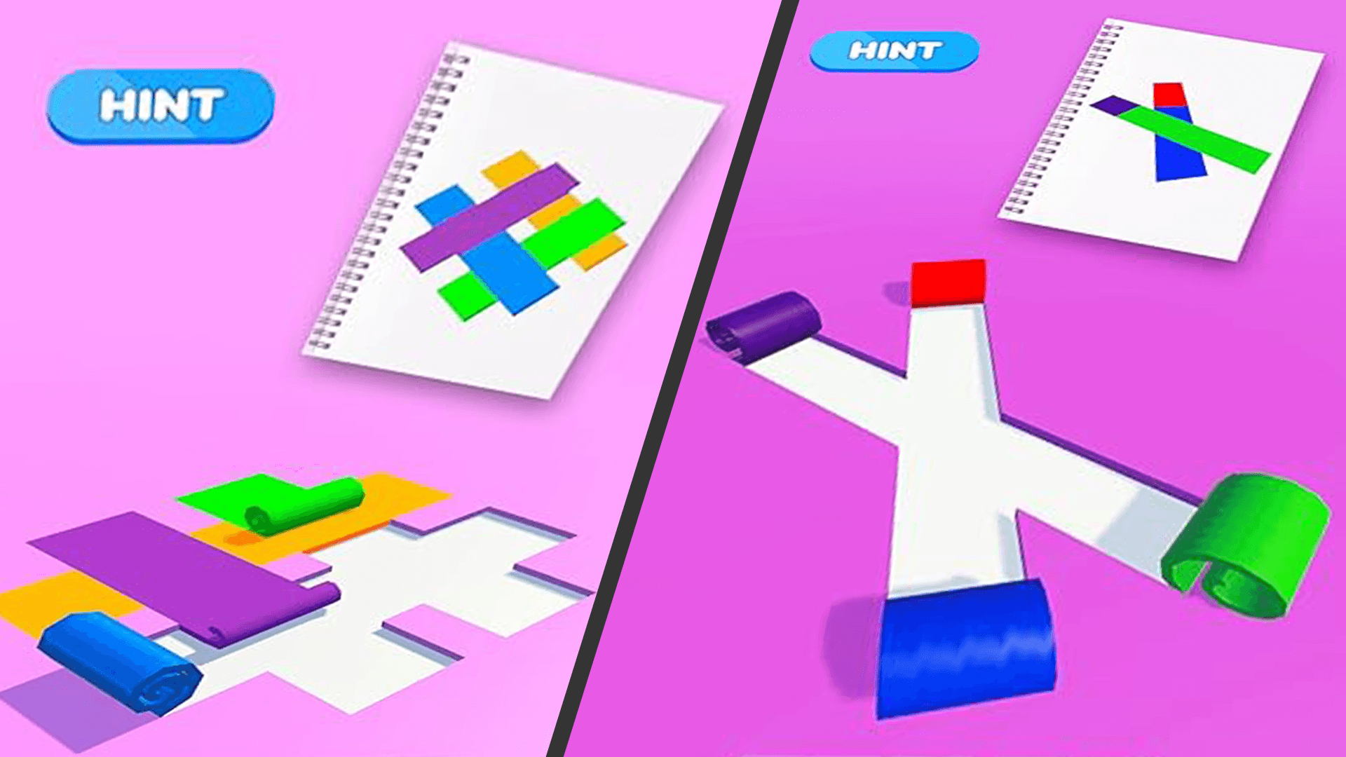 Color Match Roll 3D Color Fill Puzzle: Coloring Roll Paper Fold Puzzle ...