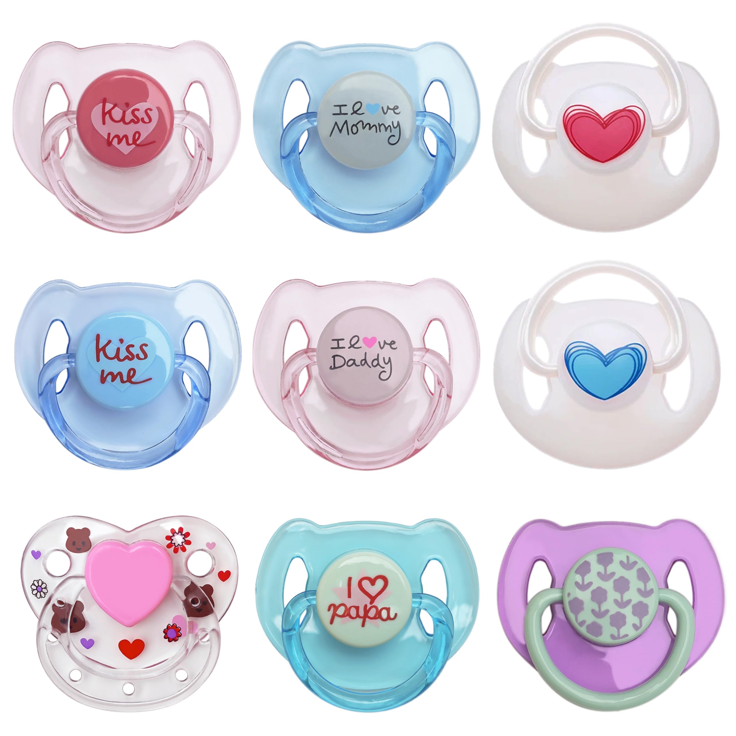 Amazon.com: HELERKOL Magnetic Pacifier Set 9 Pieces Pink Blue Cyan ...