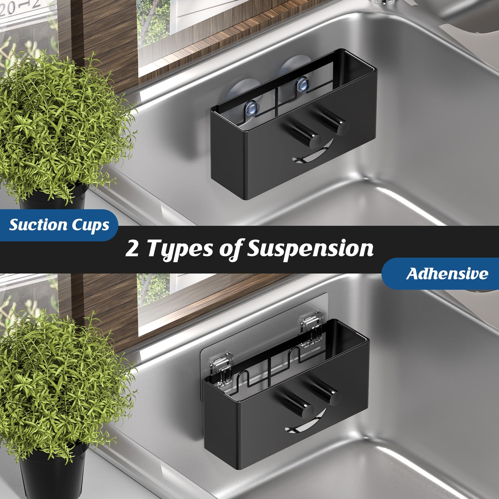 Sponge Holder Smiley Face Stainless Steel For Kitchen Sink – 3-in-1 ...