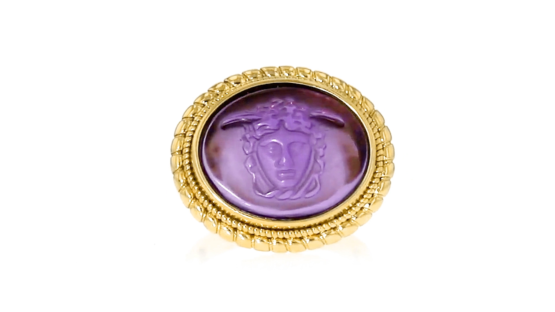 Watch Italian Tagliamonte Purple Venetian Glass Medusa Cameo-Style Ring ...