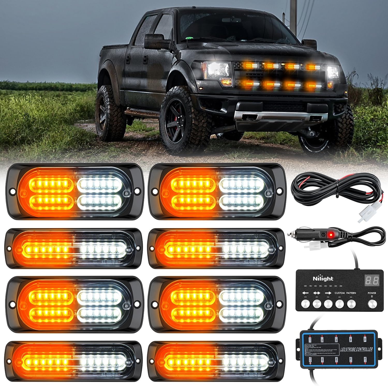Amazon.com: 16x 12V 2-LED Amber Emergency Warning Hazard Strobe Light ...