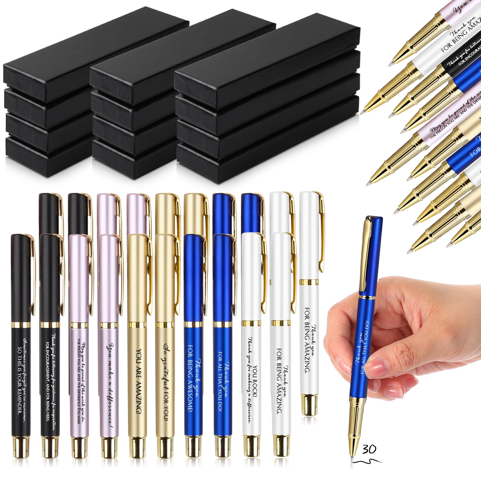 Amazon.com : PerKoop 30 Sets Thank You Pens Employee Appreciation ...