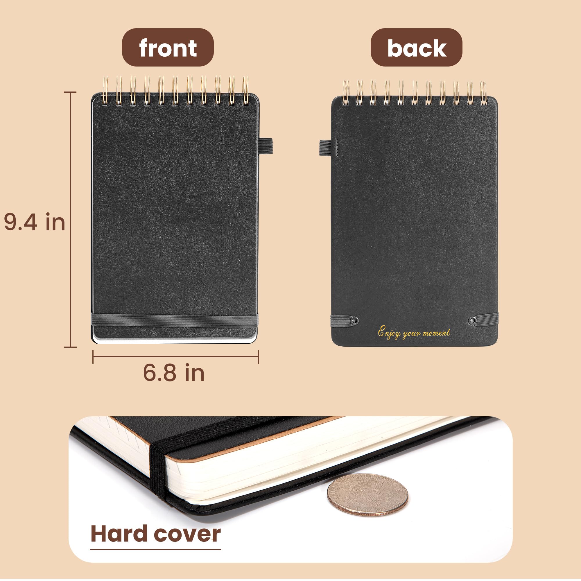 Snapklik.com : Yoment Top Spiral Notebook Leather Large Steno Pads 240 ...
