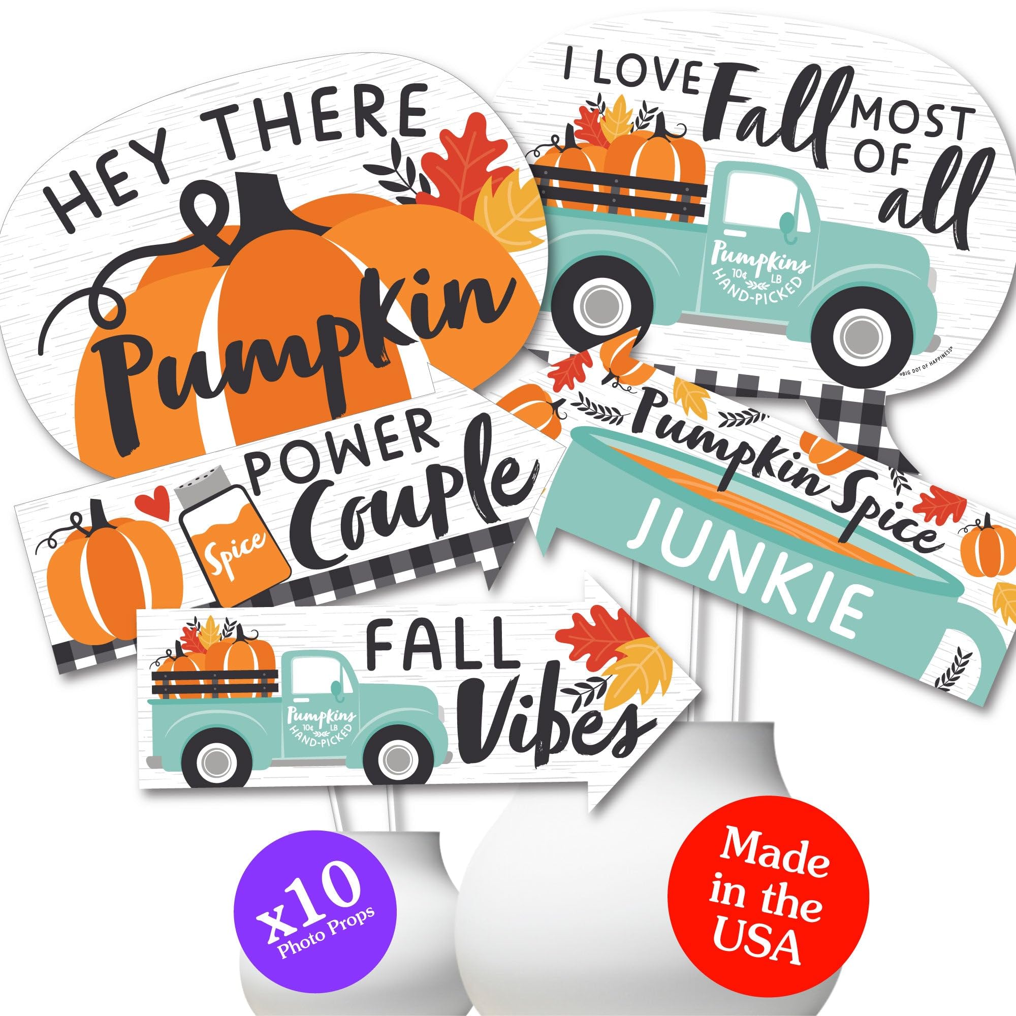 Amazon.com: Big Dot of Happiness Fall Truck - Fall Photo Booth Props ...