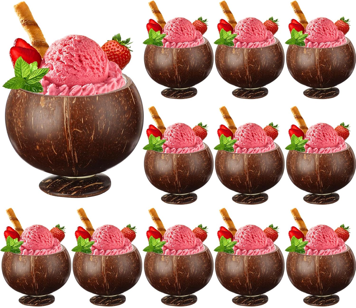 Amazon.com: Tioncy 12 Pcs 13.5 oz Coconut Shell Cups Bulk Hawaiian ...