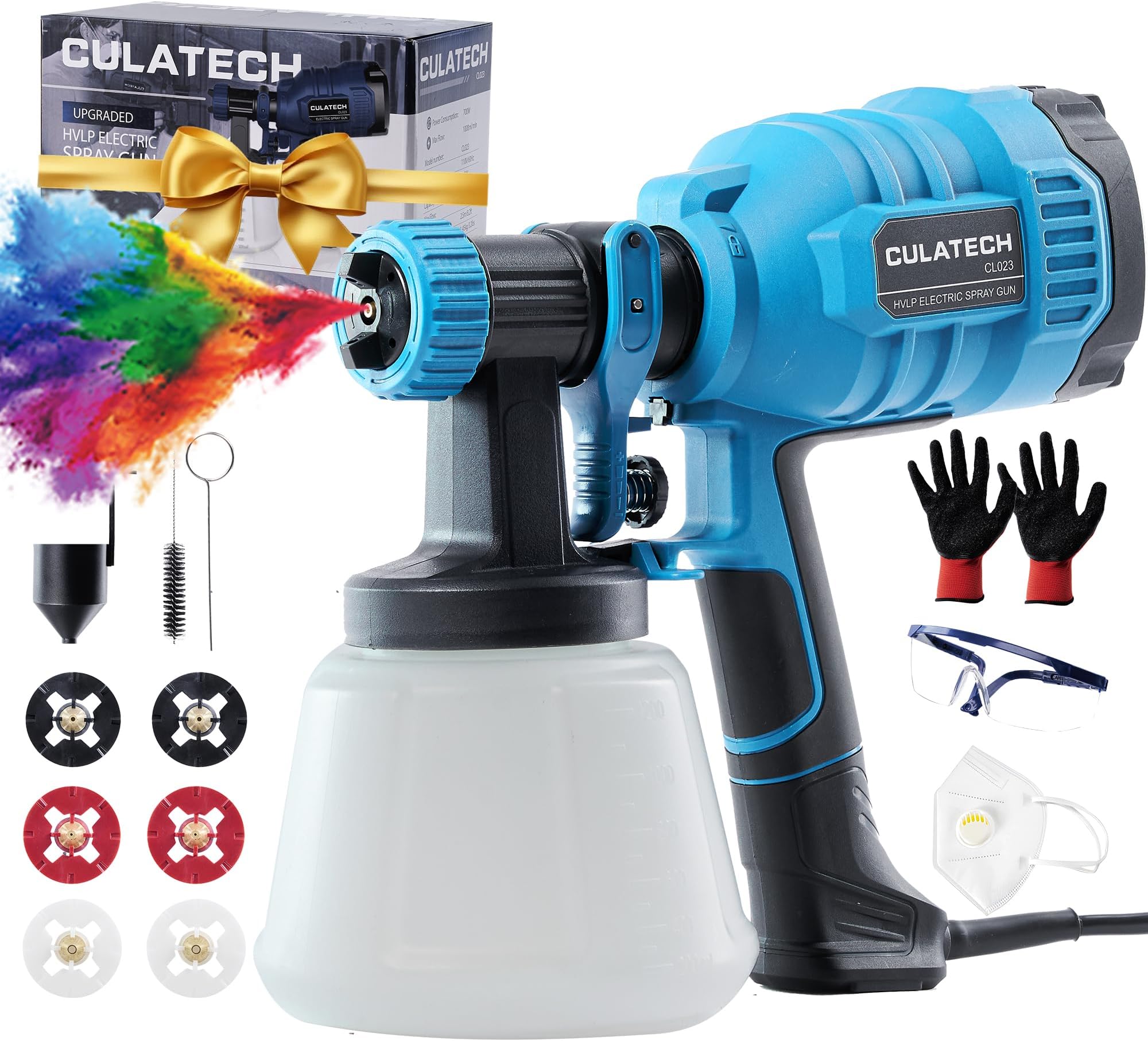 Amazon.com : WIBENTL Paint Sprayer, 700W HVLP Electric Spray Paint Gun ...