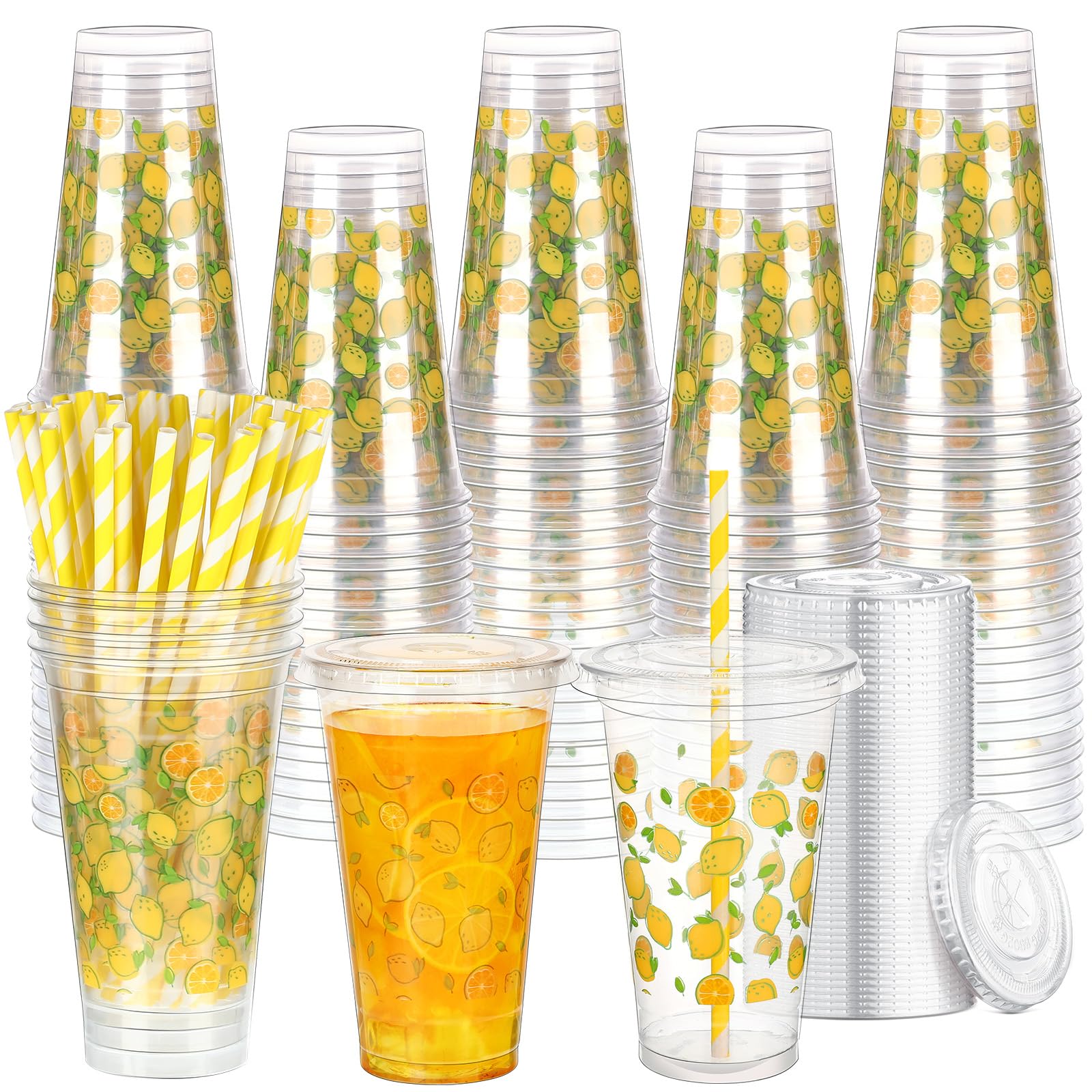 Amazon.com: Tanlade 300 Pcs/ 100 Sets Lemonade Cups with Lids and ...
