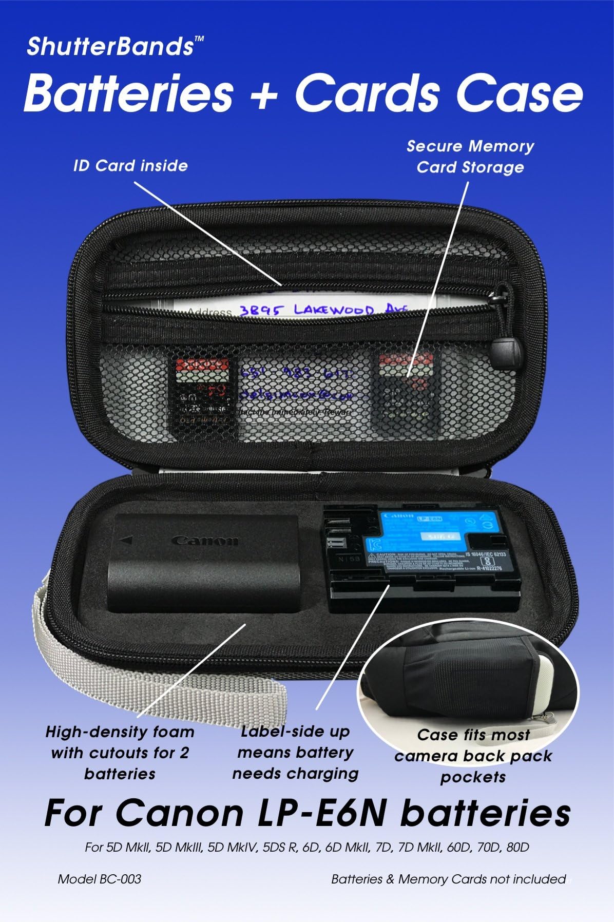 Amazon.com : Batteries + Cards Case compatible with Canon LP-E6N/LP ...