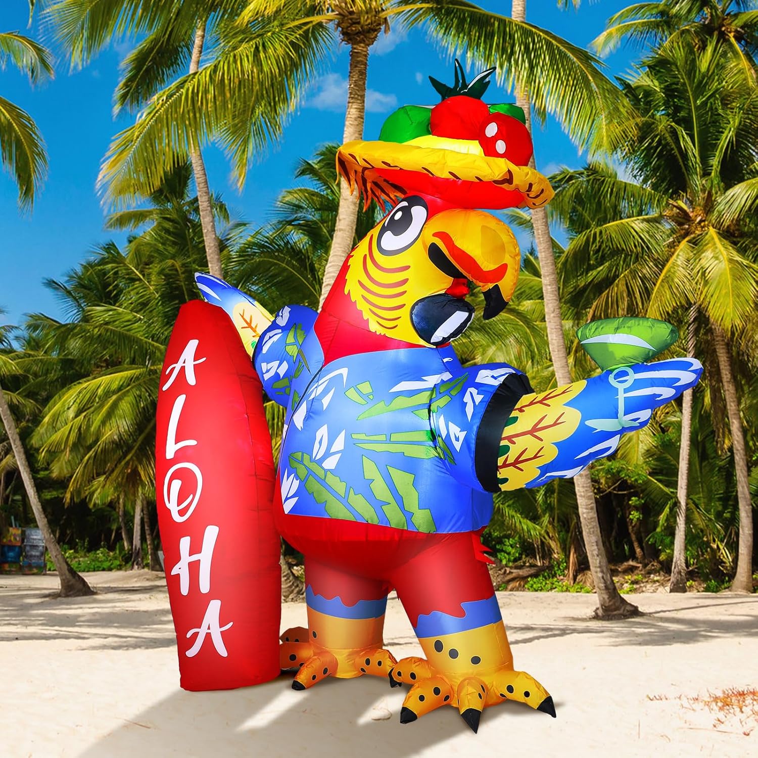 Amazon.com: Leyndo 6.56ft Inflatable Parrot Decorations Tiki Inflatable ...