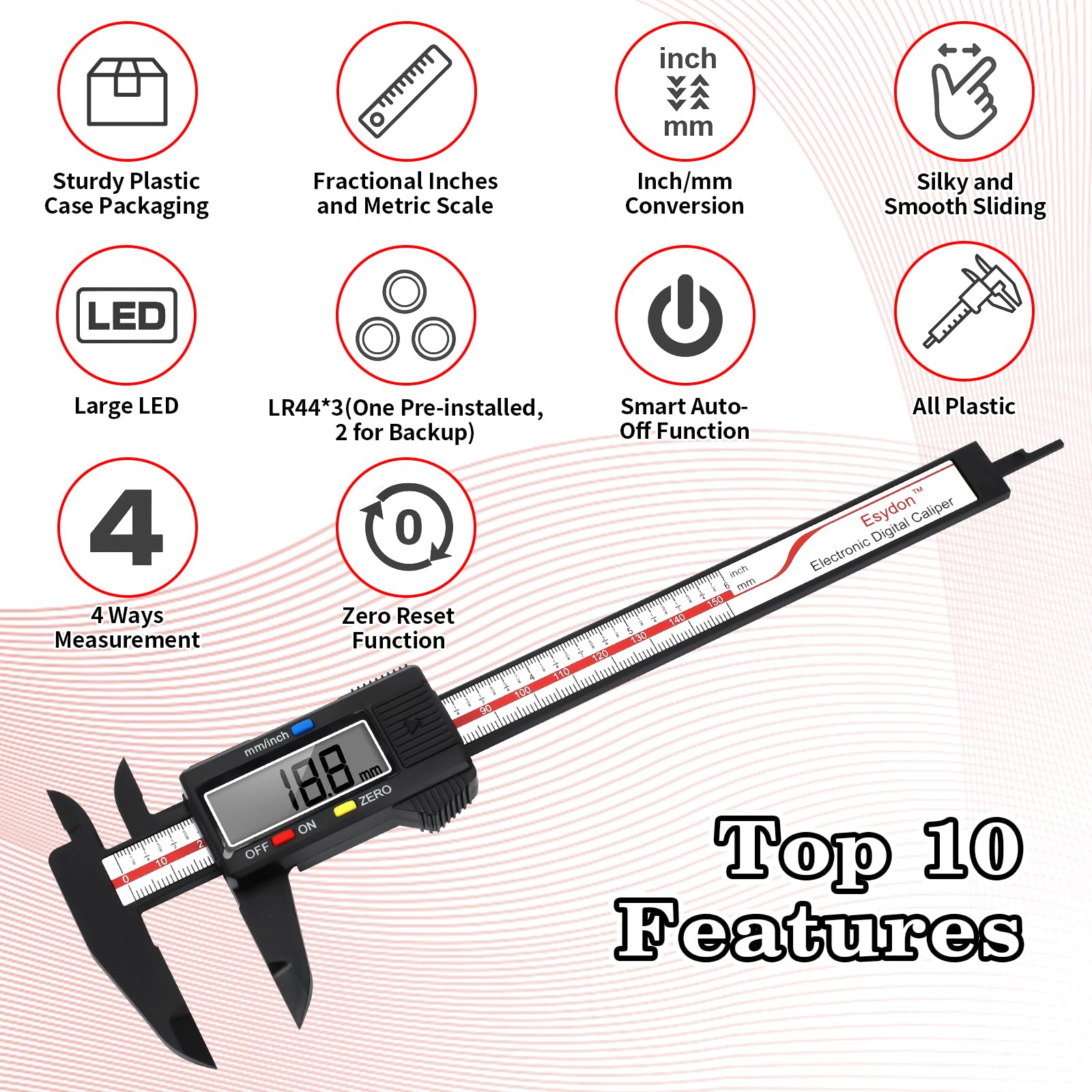 Snapklik.com : Digital Caliper, Esydon Upgraded Calipers 6 Inch ...