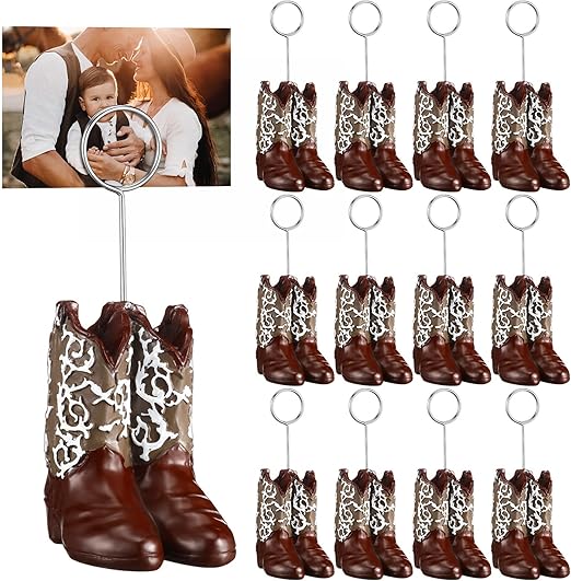 Amazon.com: Tatuo 12 Pcs Cowboy Boots Photo Holder Cute Table Number ...