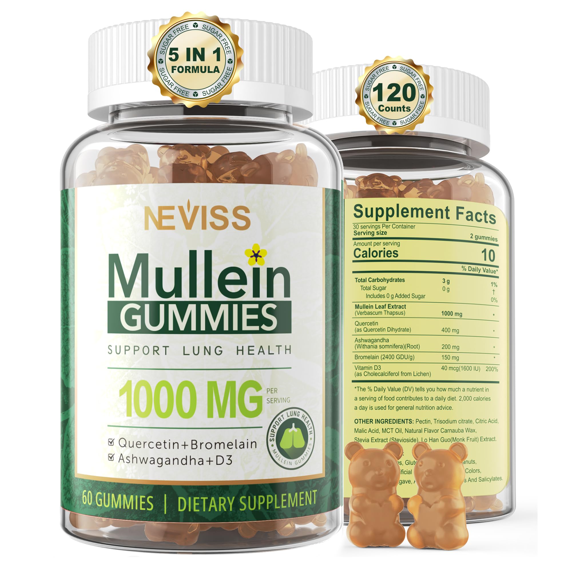 Amazon.com: Mullein Leaf Extract for Lungs, Sugar Free Tasty Mullein ...