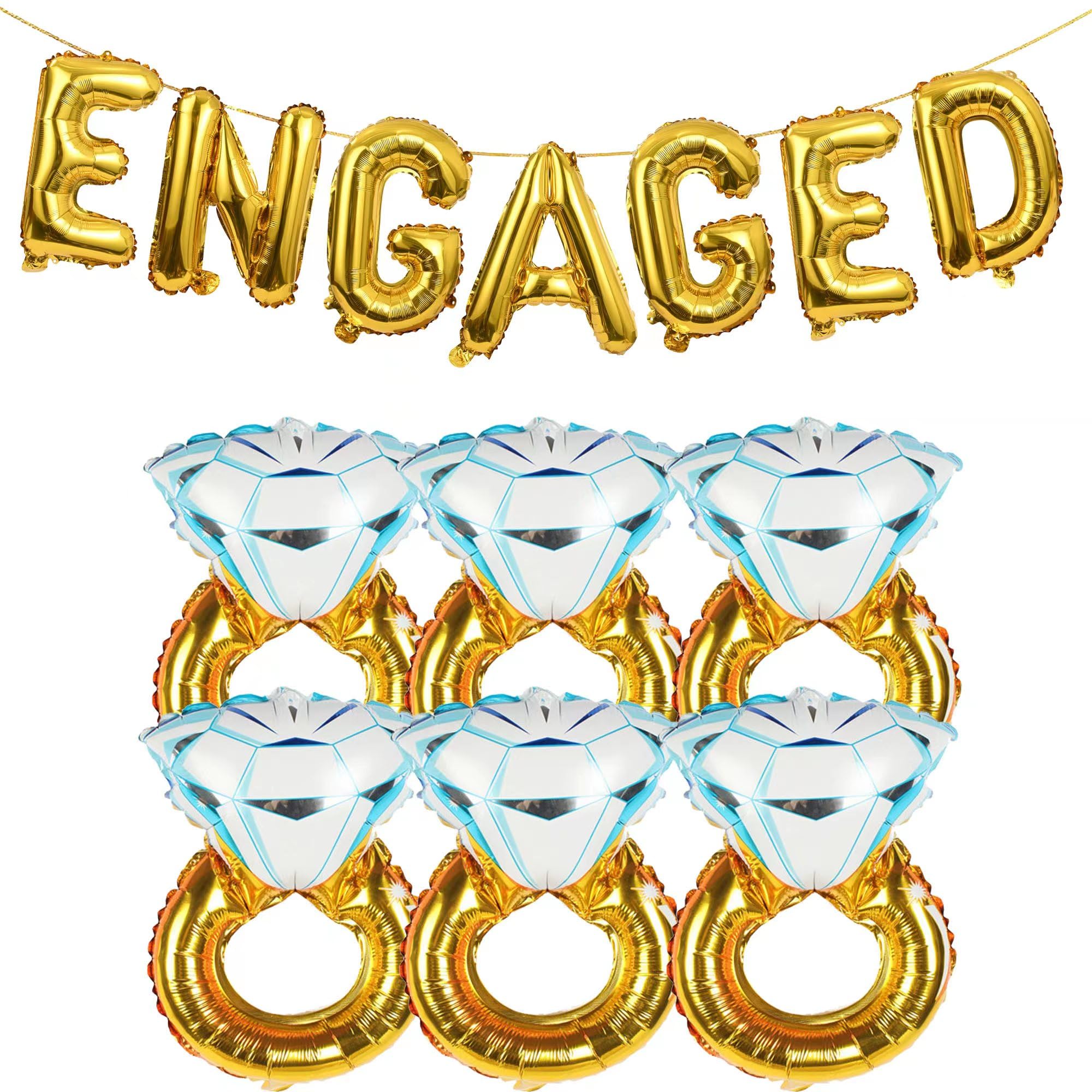 Amazon.com: SHUNTAI 16 inch Engaged Balloons Gold Letters Banner Ring ...
