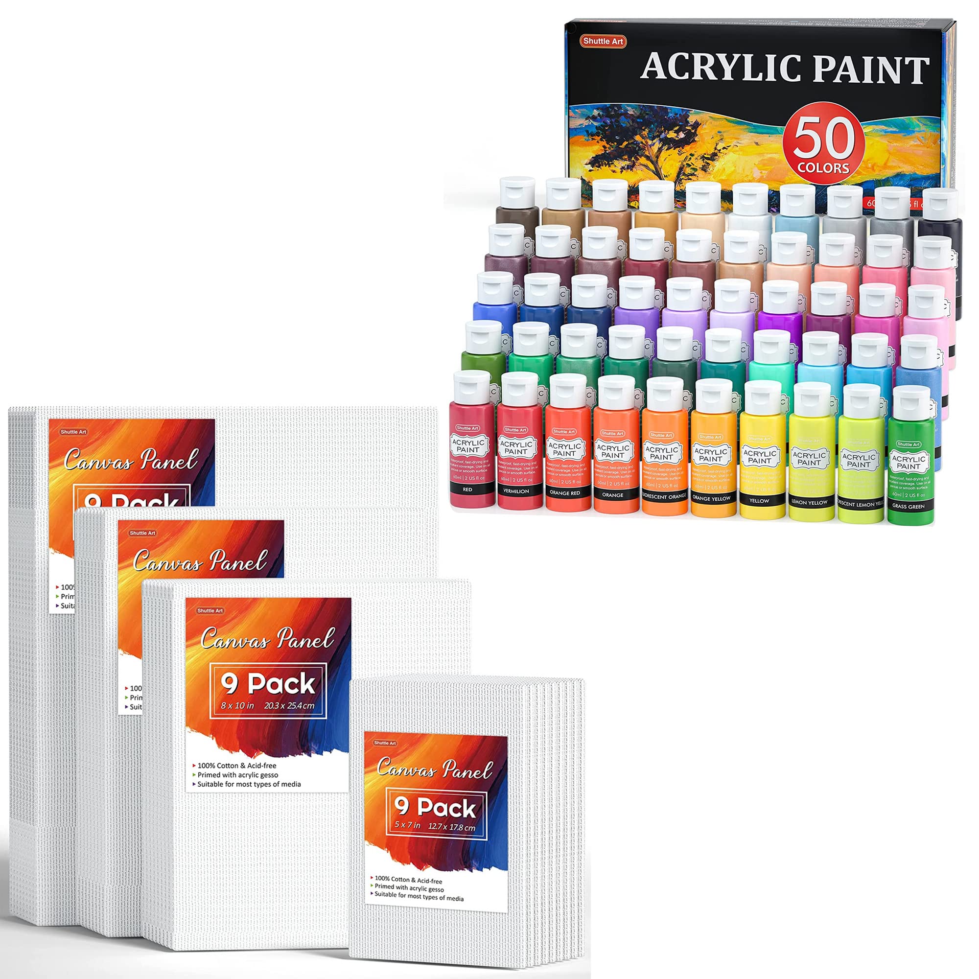Amazon.com: Shuttle Art Canvas Panels and Acrylic Paint Bundle, Art ...