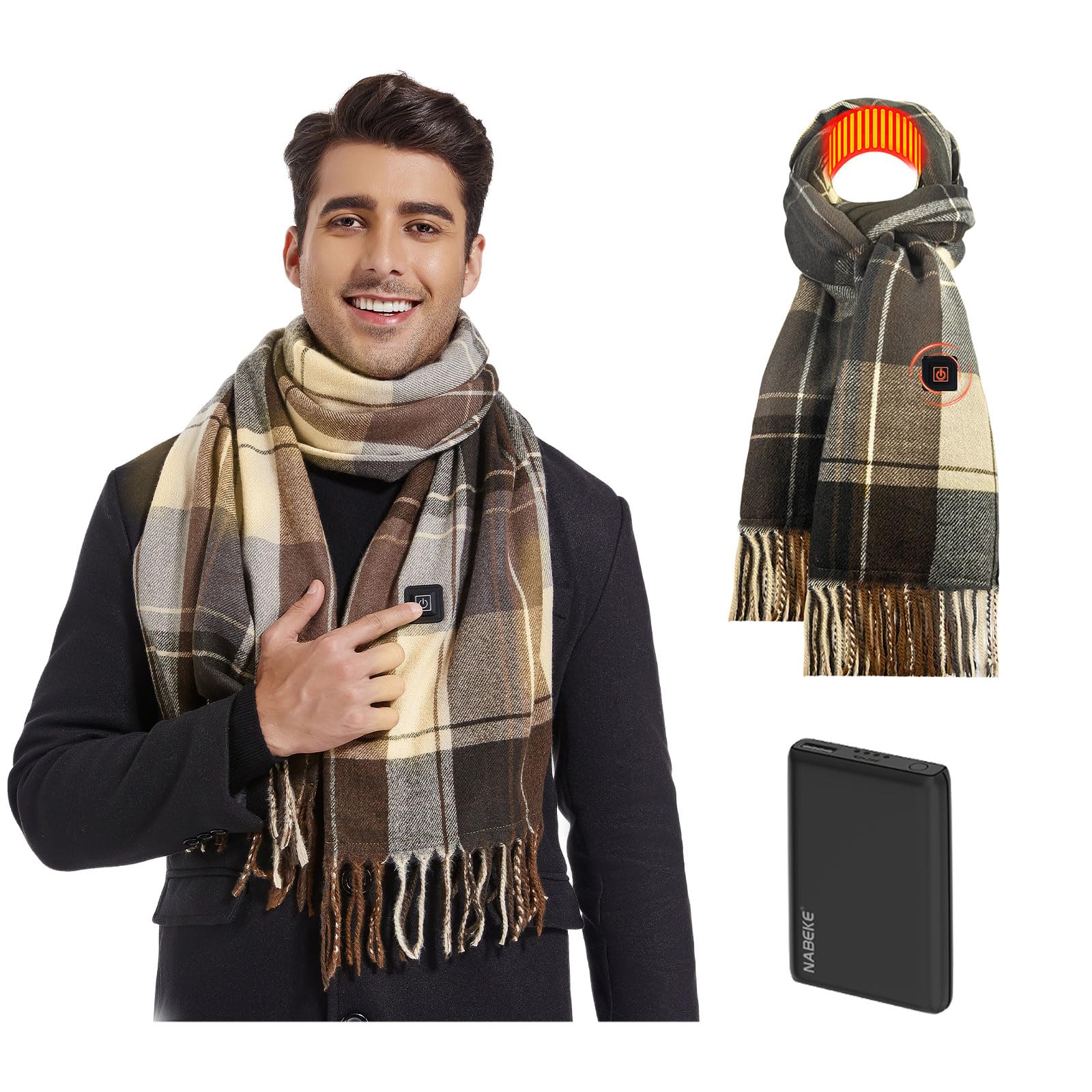 NABEKE Heated Scarf for Women Rechargeable, Electric Heating Scarf Neck ...