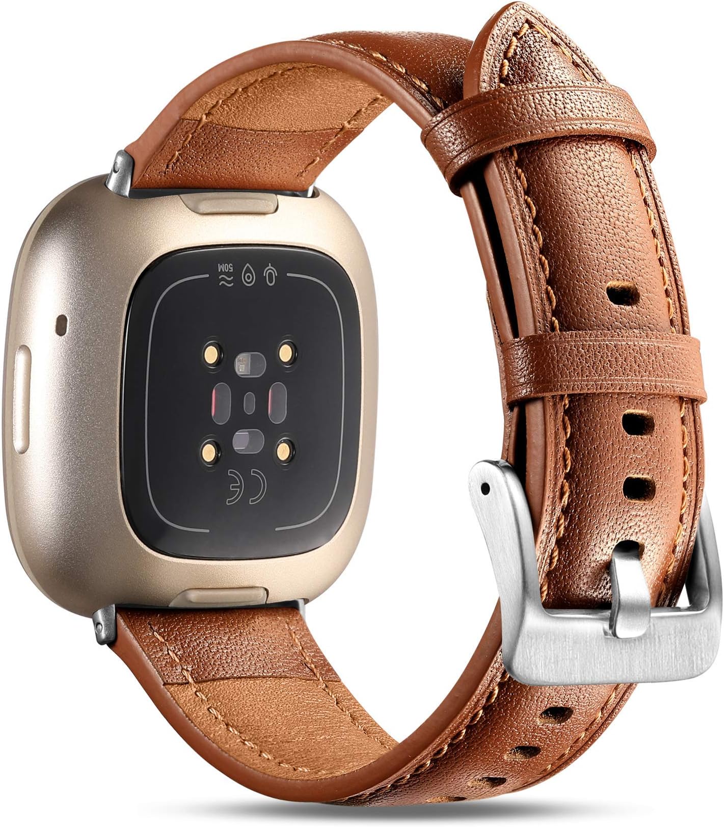 Amazon.com: LDFAS Leather Band Compatible for Fitbit Sense 2 /Versa 4 ...