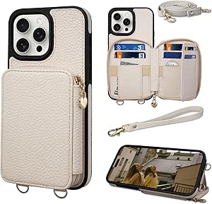 Amazon.com: Keallce Case for iPhone 16 Pro 6.3'' Case Wallet, Crossbody Zipper Purse with RFID ...