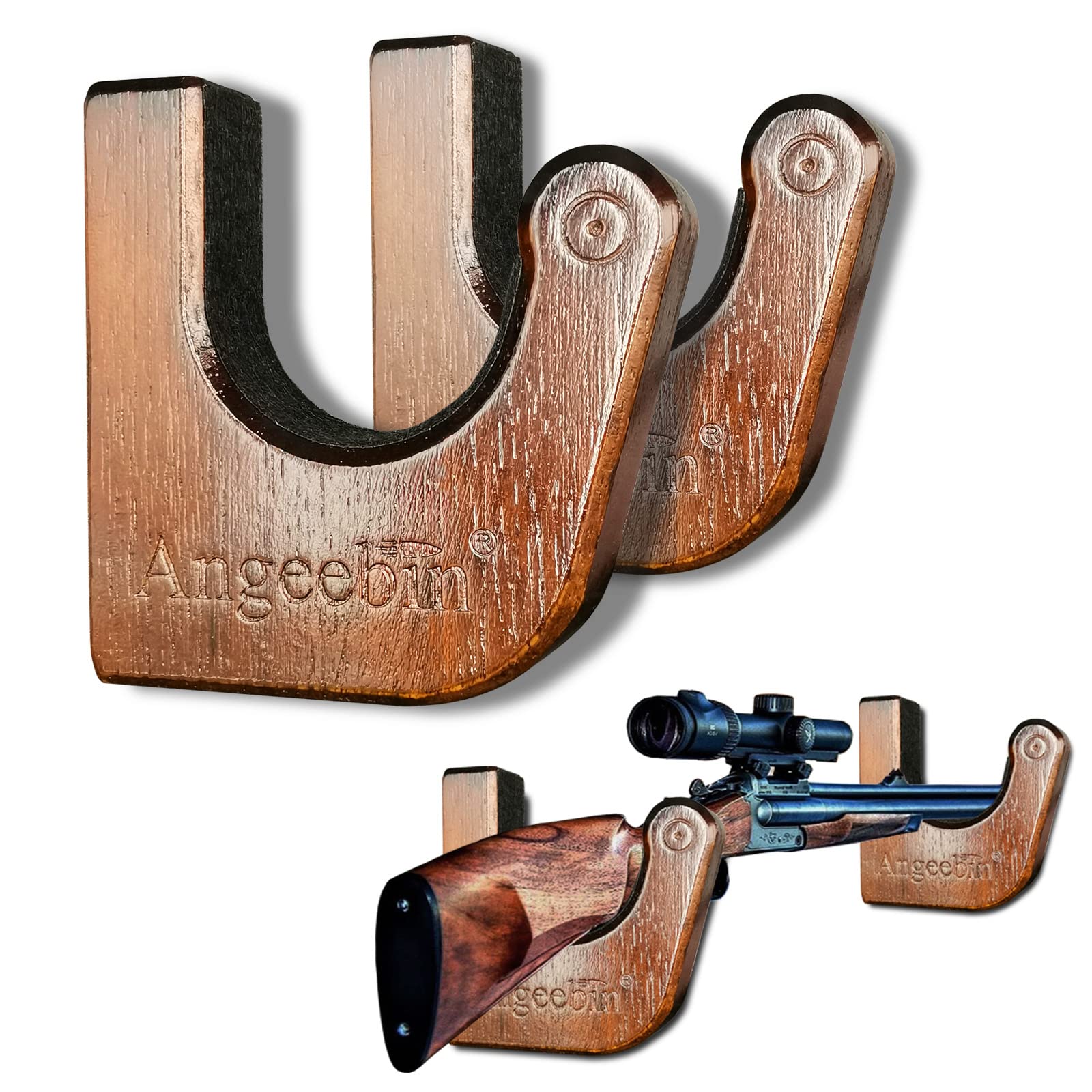 Angeebin Gun Rack Wall Mount Hold Up and Display Horizontal Rifle or ...