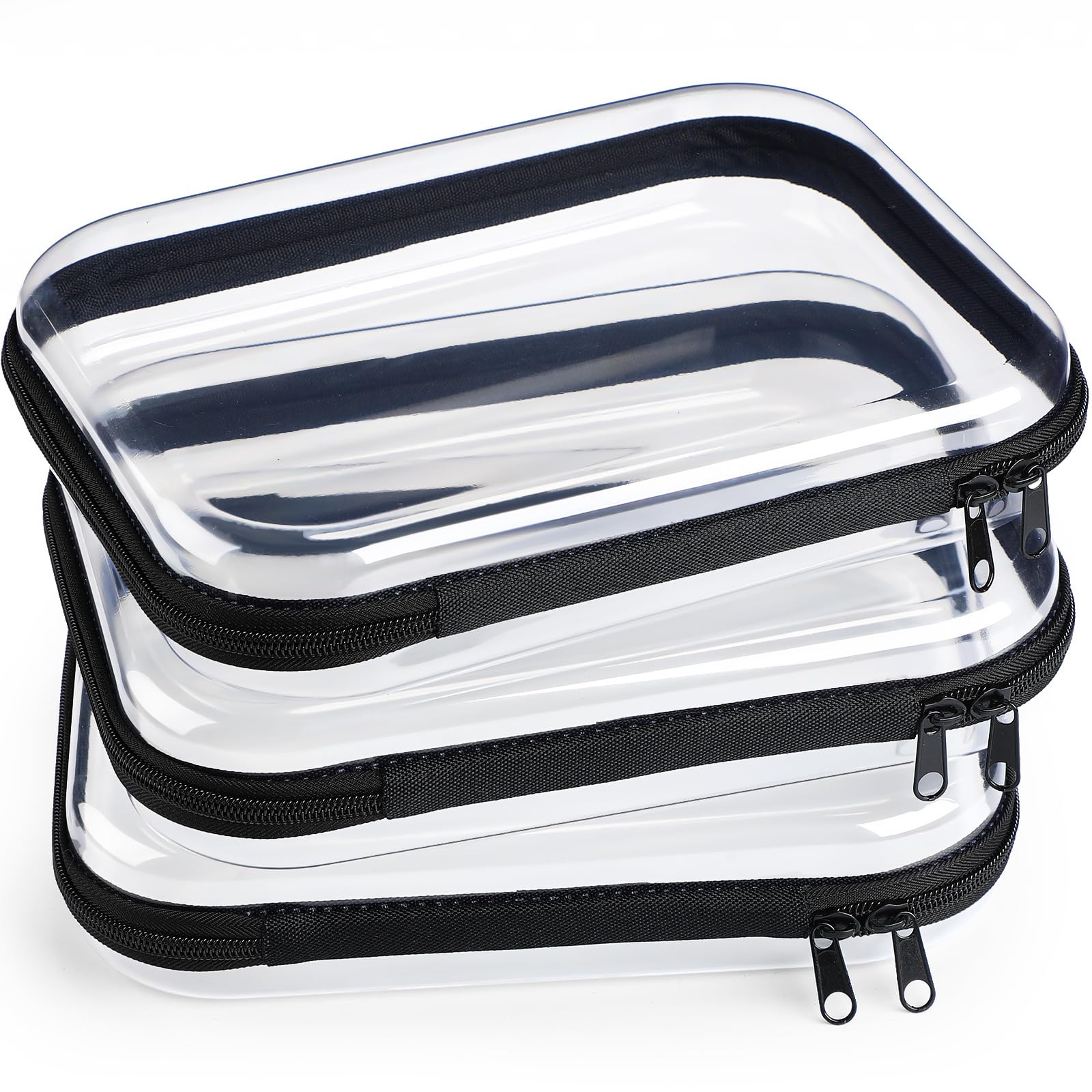 Amazon.com: Hoolerry 3 Pcs Clear Hard Zipper Case Hard Plastic Pouch ...