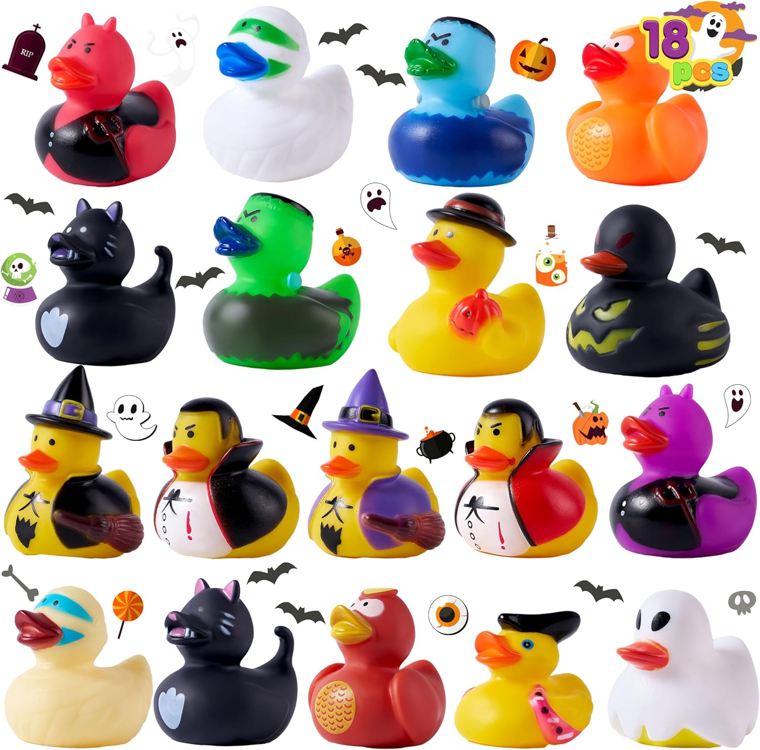 Amazon.com: JOYIN 18 PCS Halloween Rubber Ducks, Halloween Ducks Toys ...